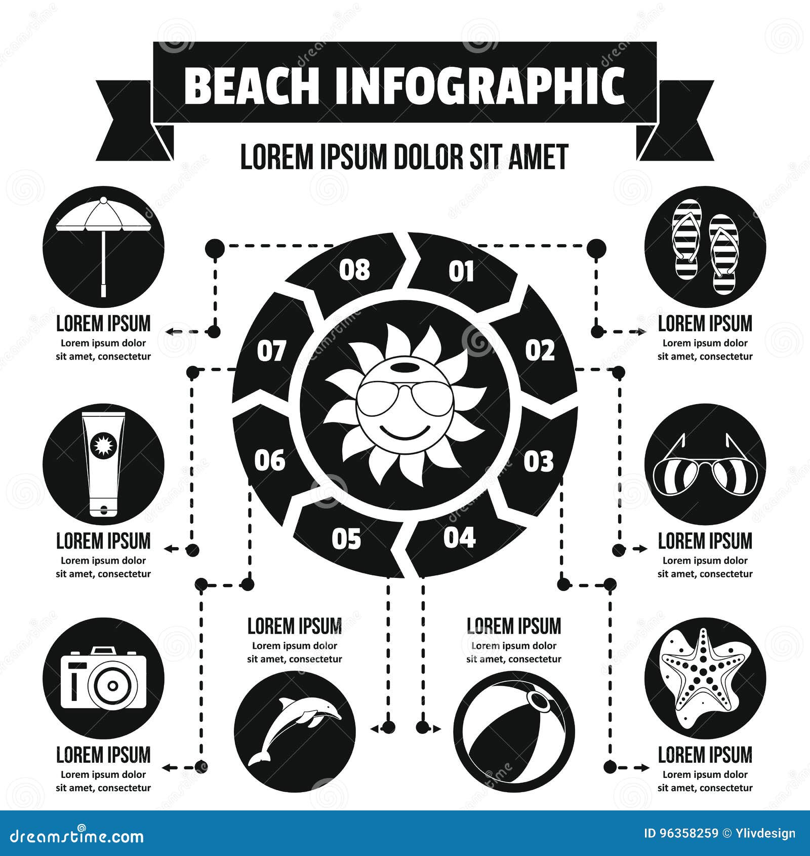 Beach Infographic Concept, Simple Style Stock Vector - Illustration of ...
