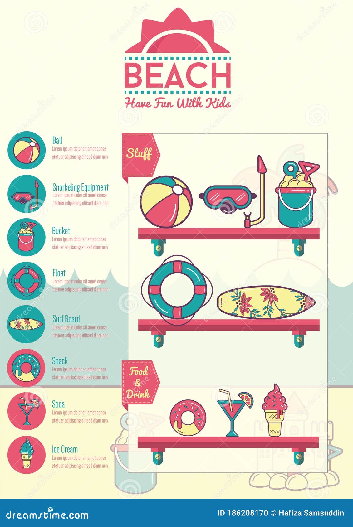 Beach Infographic. Vector Illustration Decorative Design Stock Vector ...