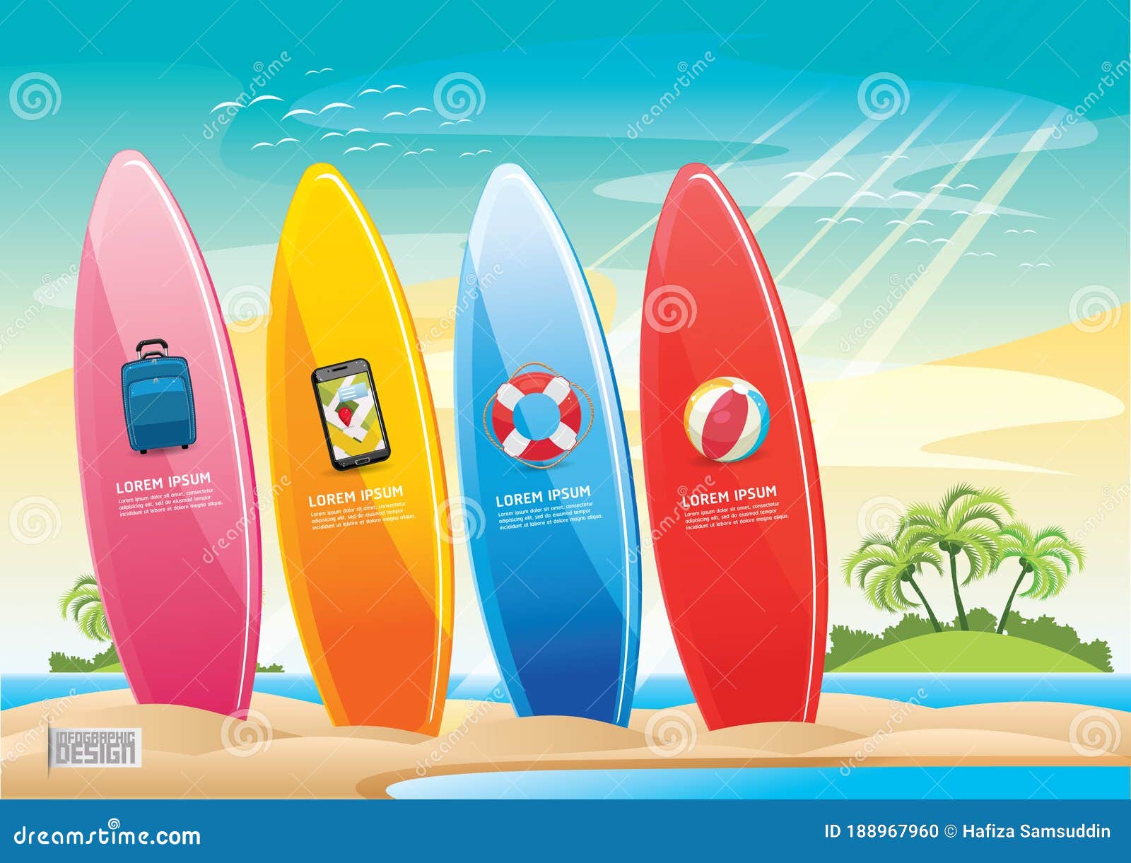 Beach Infographic. Vector Illustration Decorative Design Stock Vector ...