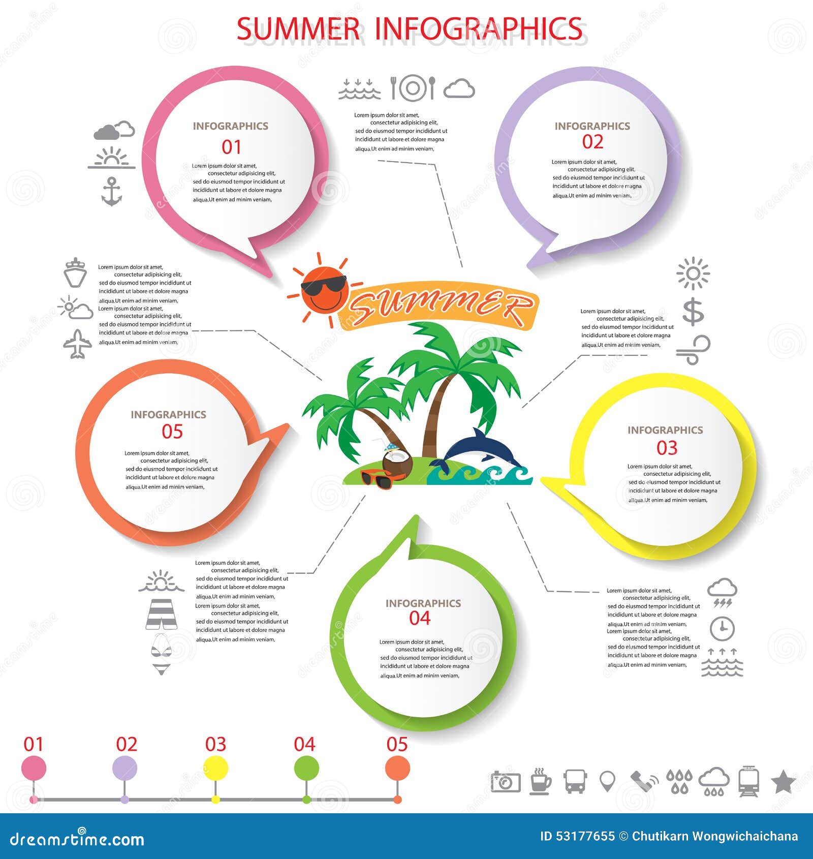 Beach infographics stock vector. Illustration of digital - 53177655