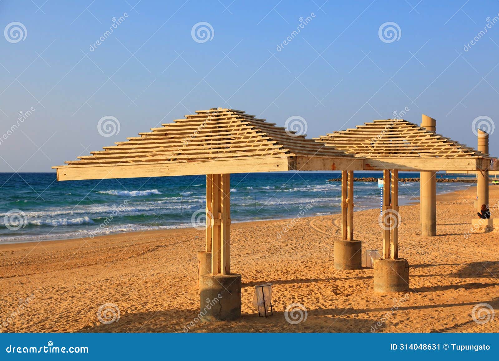 Beach Infrastructure in Haifa, Israel Stock Image - Image of sandy ...