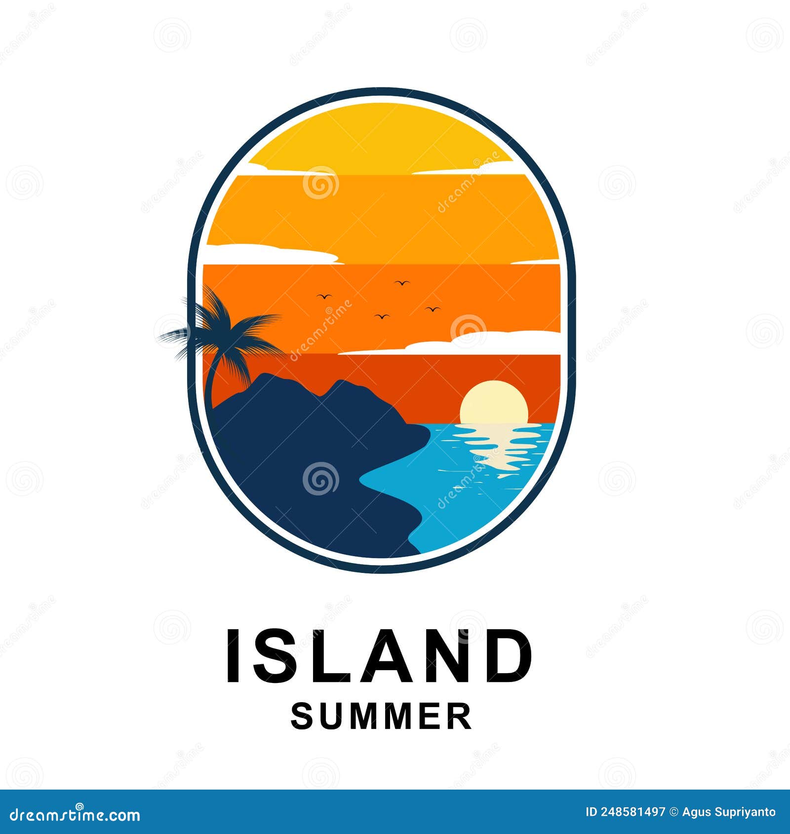 Beach and Island Logo Design, Vector Design of Circular Beach Icons ...