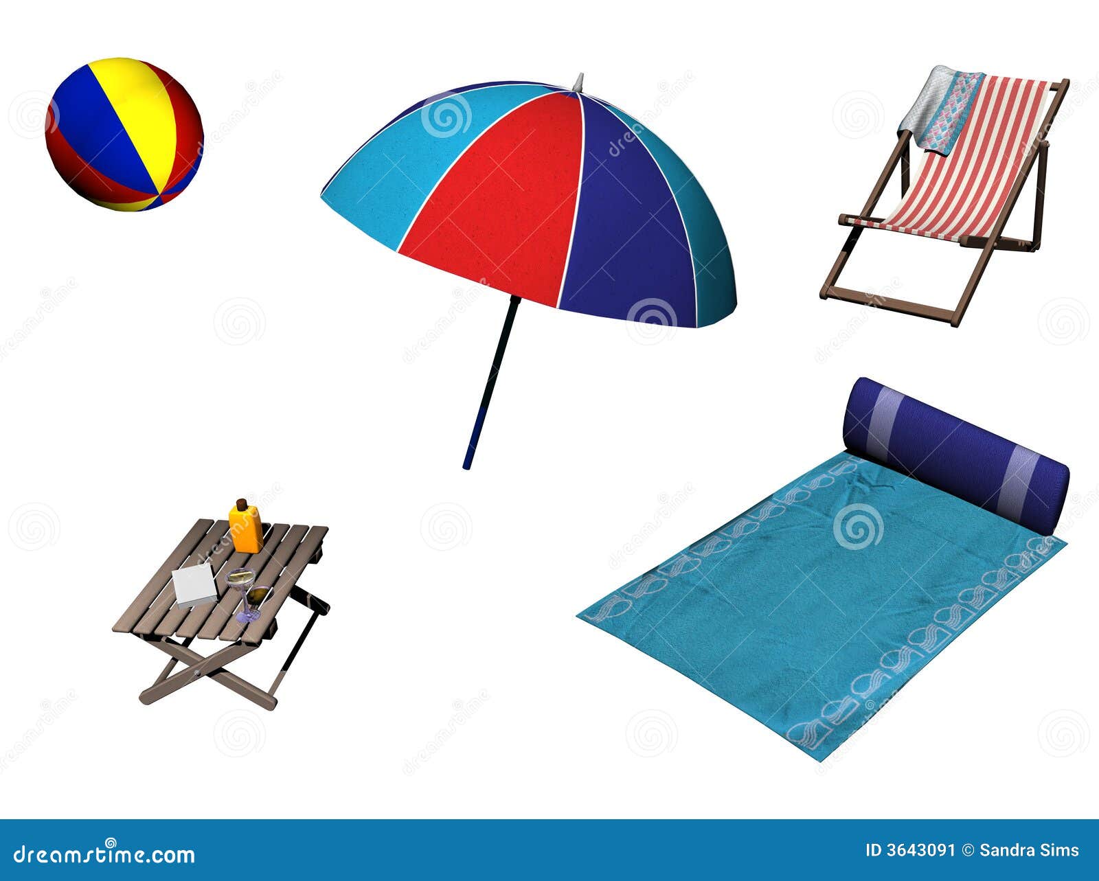 Beach Items stock illustration. Illustration of colorful - 3643091
