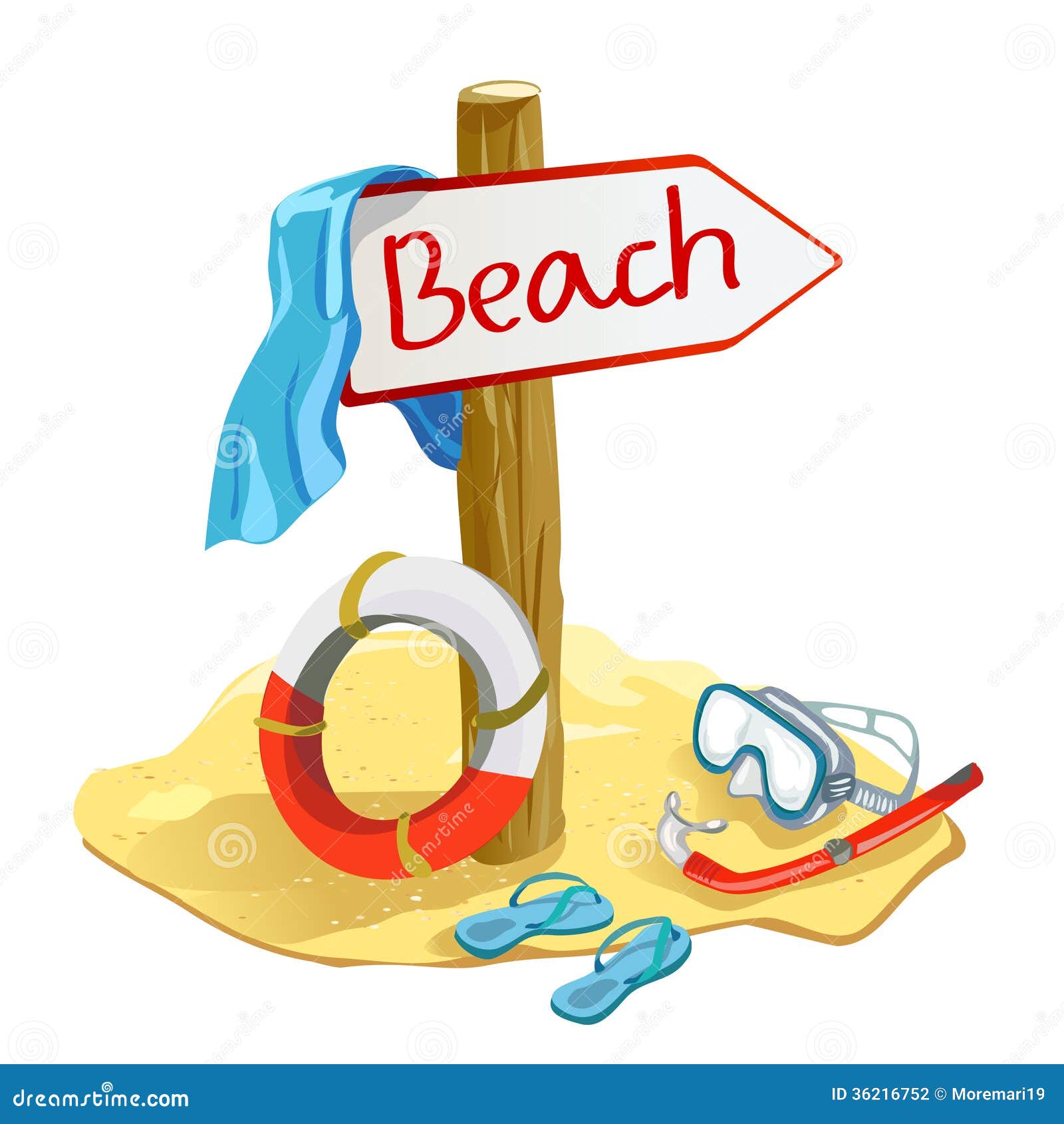 Beach Items with the Pointer Stock Vector - Illustration of travel ... Beach Items with the Pointer Stock Vector - Illustration of travel ...