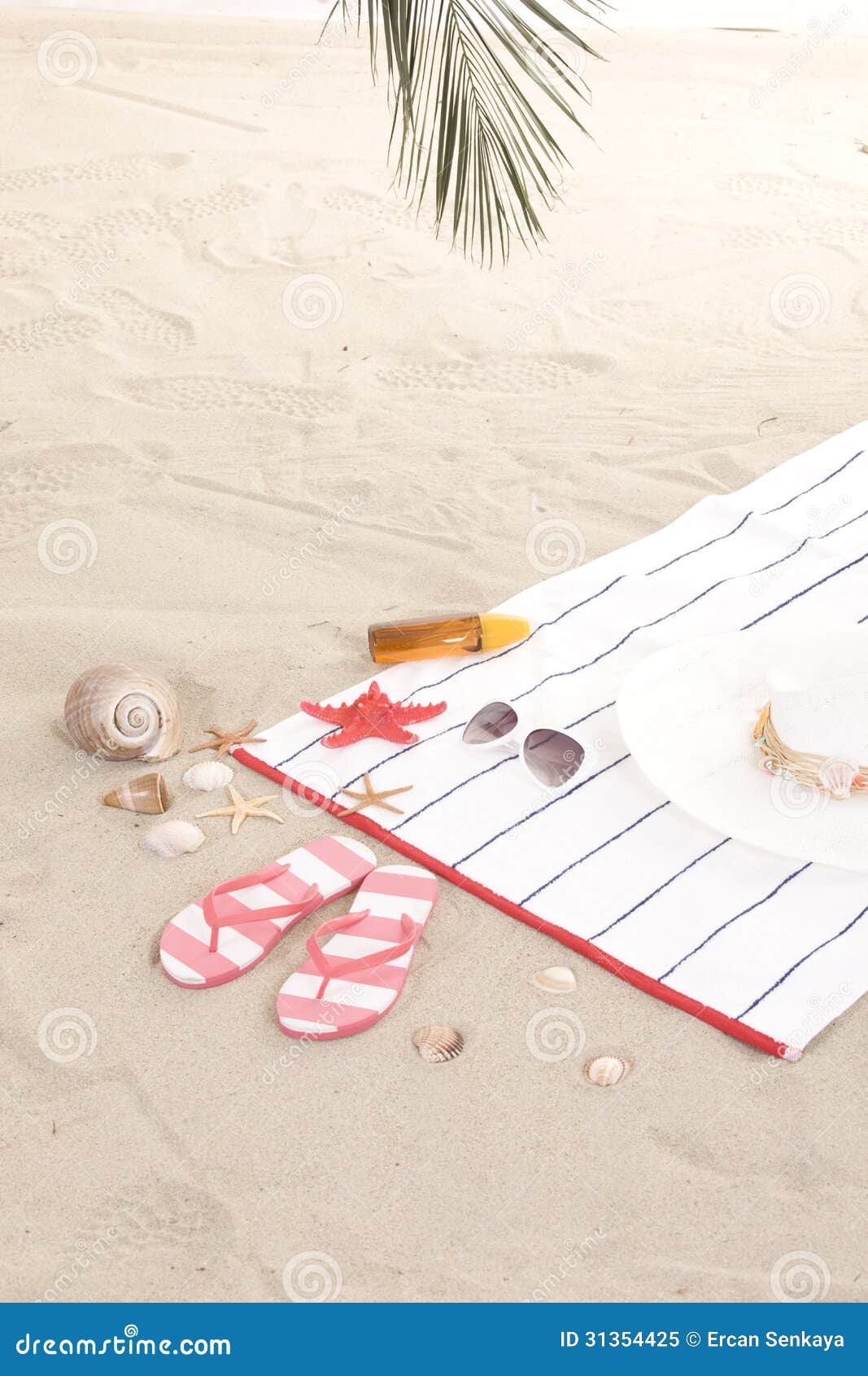 Beach Items on Sand for Fun Summer Stock Image - Image of summer, beach ...
