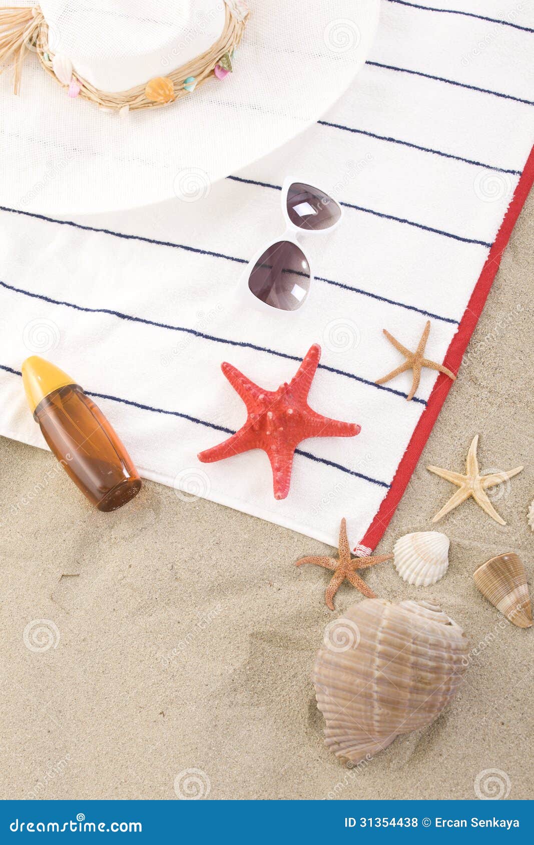 Beach Items on Sand for Fun Summer Stock Photo - Image of tropical ...