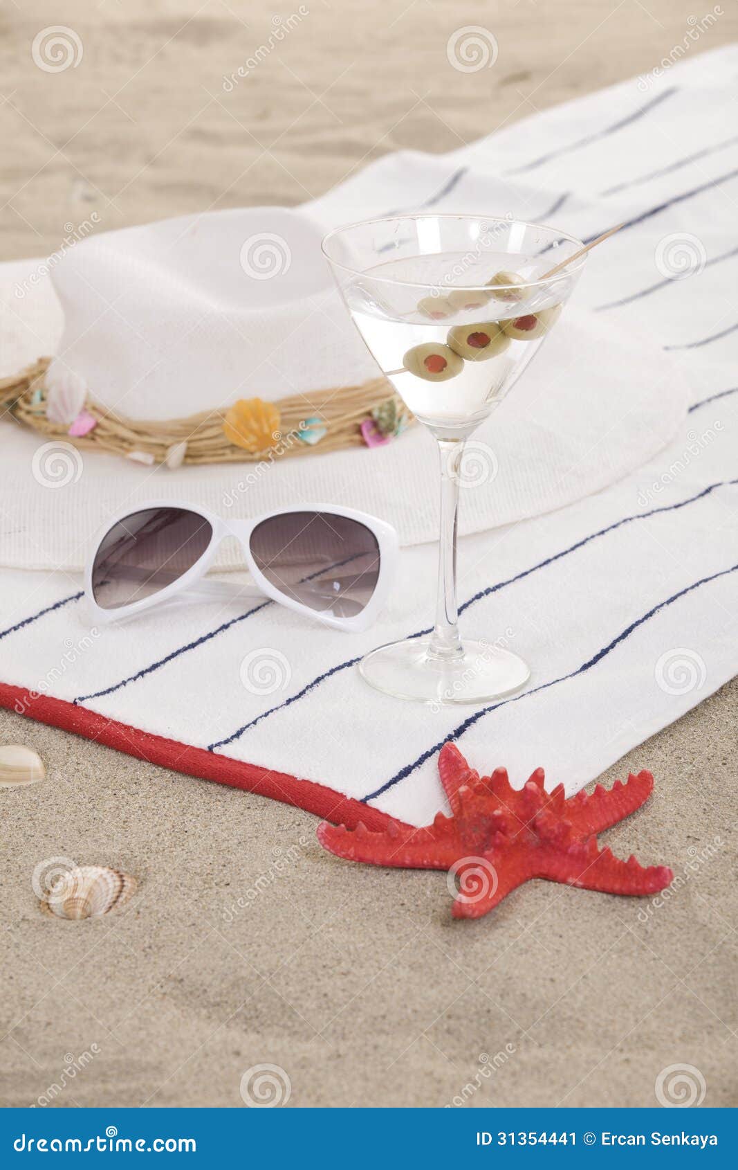 Beach Items on Sand for Fun Summer Stock Image - Image of colorful ...