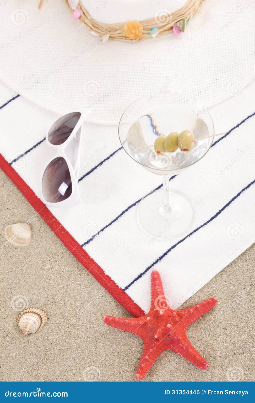 Beach Items on Sand for Fun Summer Stock Photo - Image of thongs, fish ...