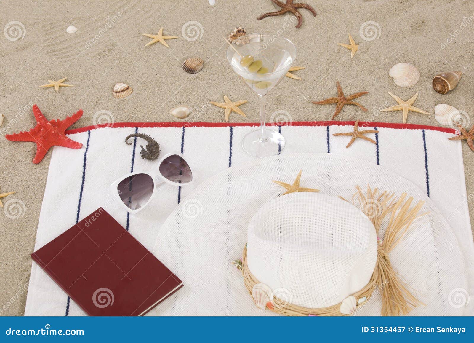 Beach Items on Sand for Fun Summer Stock Image - Image of copyspace ...