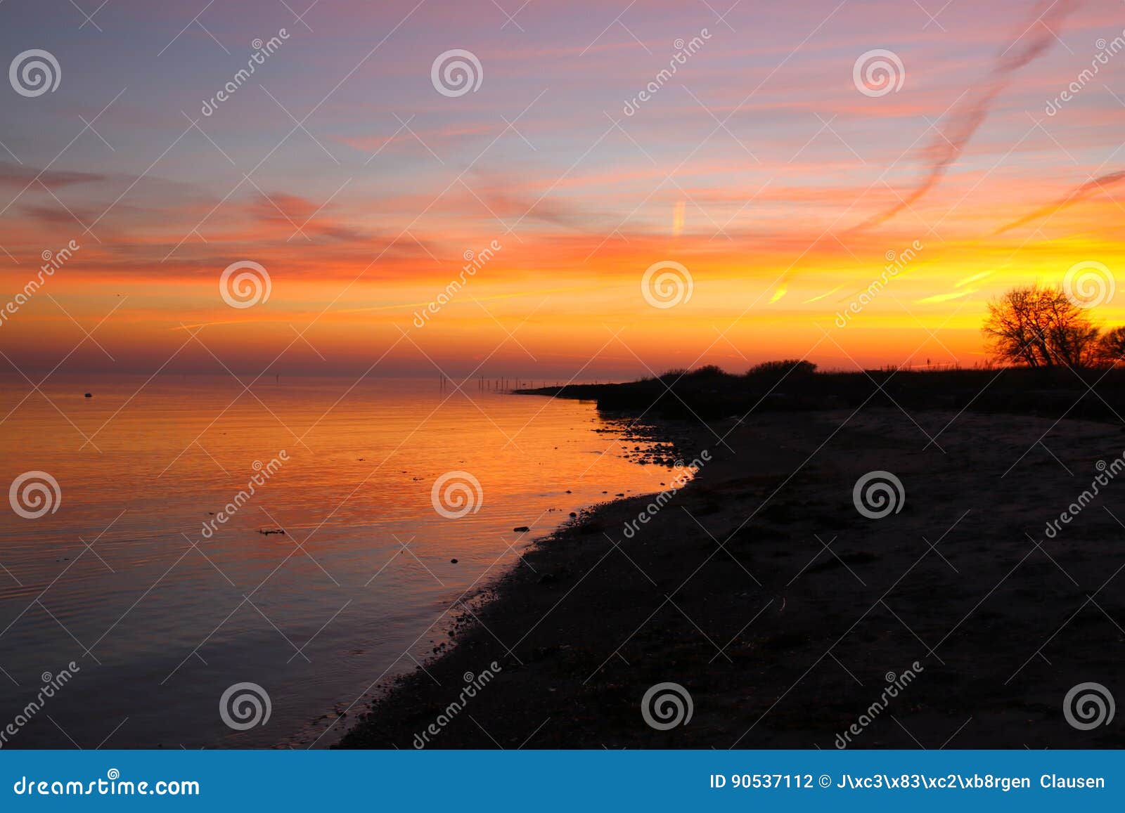 The Beach Just after Sunset Stock Photo - Image of black, clouds: 90537112