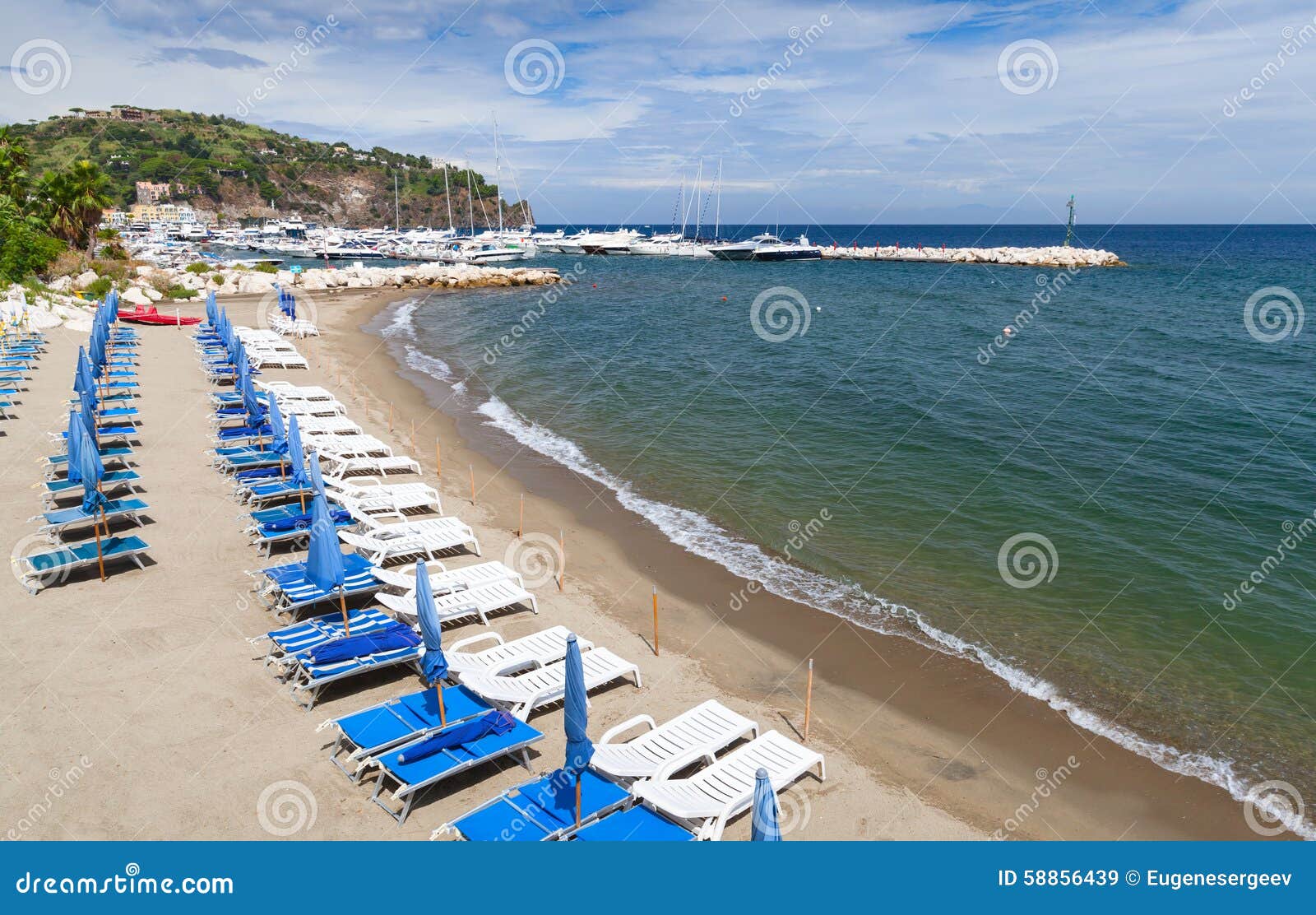 Beach of Lacco Ameno, Ischia Island, Italy Stock Image - Image of beach ...