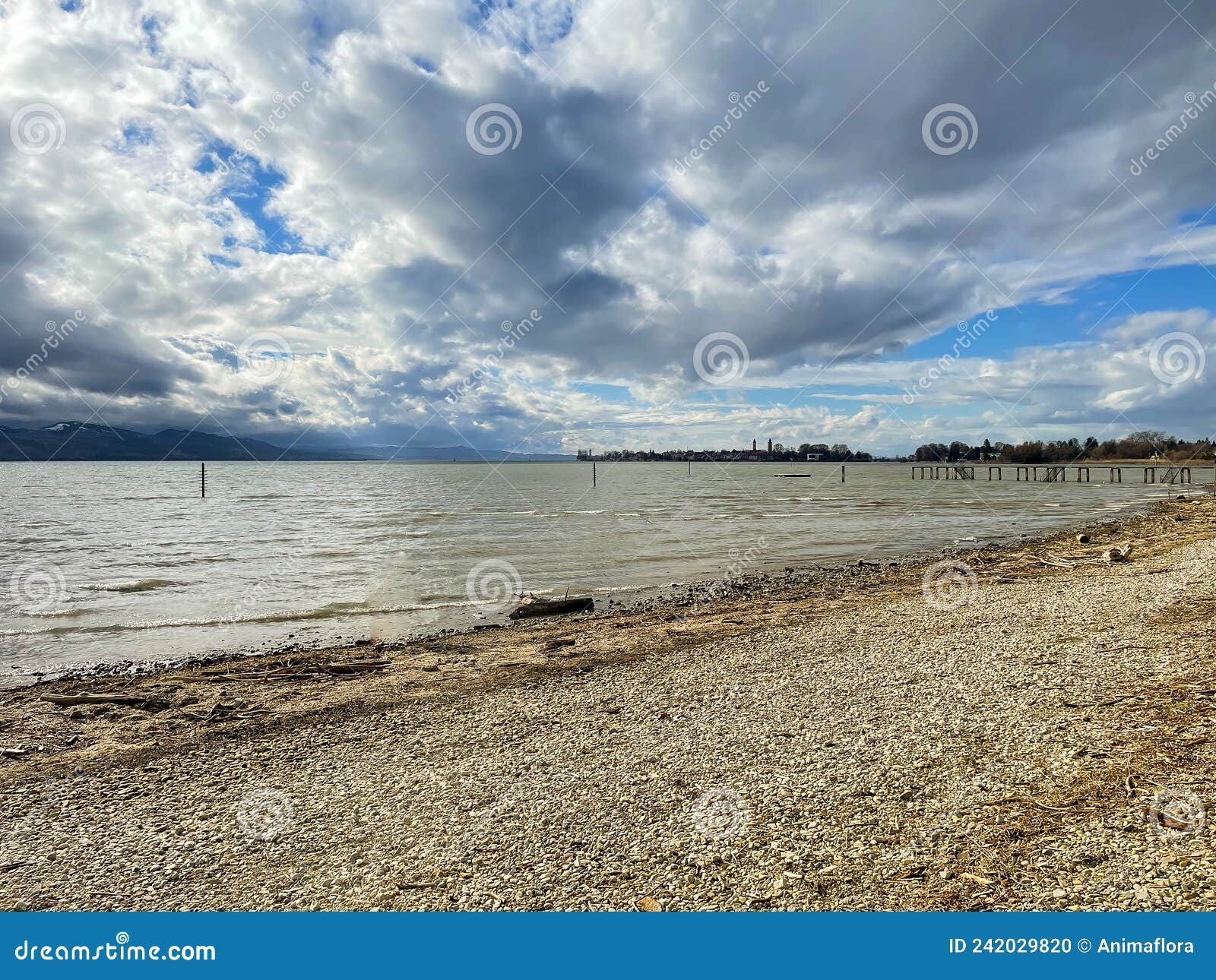 Beach at Lake Constance in Winter Stock Photo - Image of seascape ...