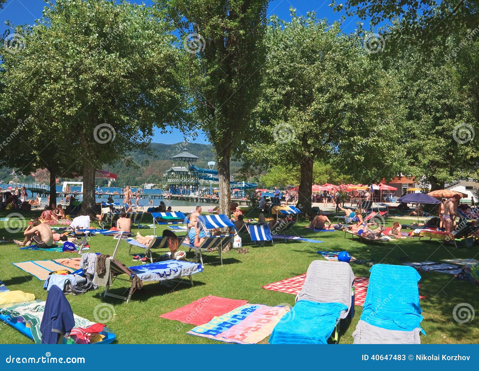Beach on Lake Worth Austria Editorial Stock Photo - Image of beach ...