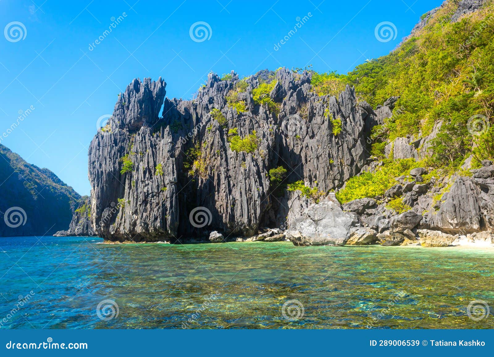 Beach Landscape In Palawan Island, Philippines. Seven Commando Beach ...