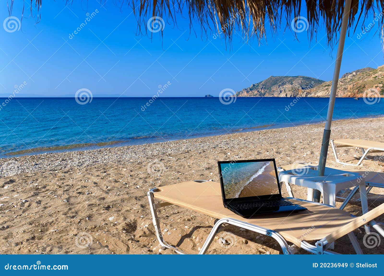 Beach with laptop stock image. Image of modern, beautiful - 20236949