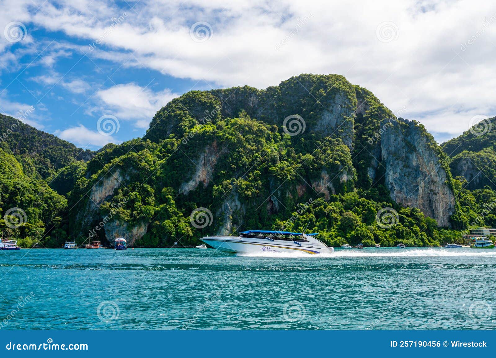 Beach with Large Cliffs and Greenery Stock Photo - Image of splashing ...