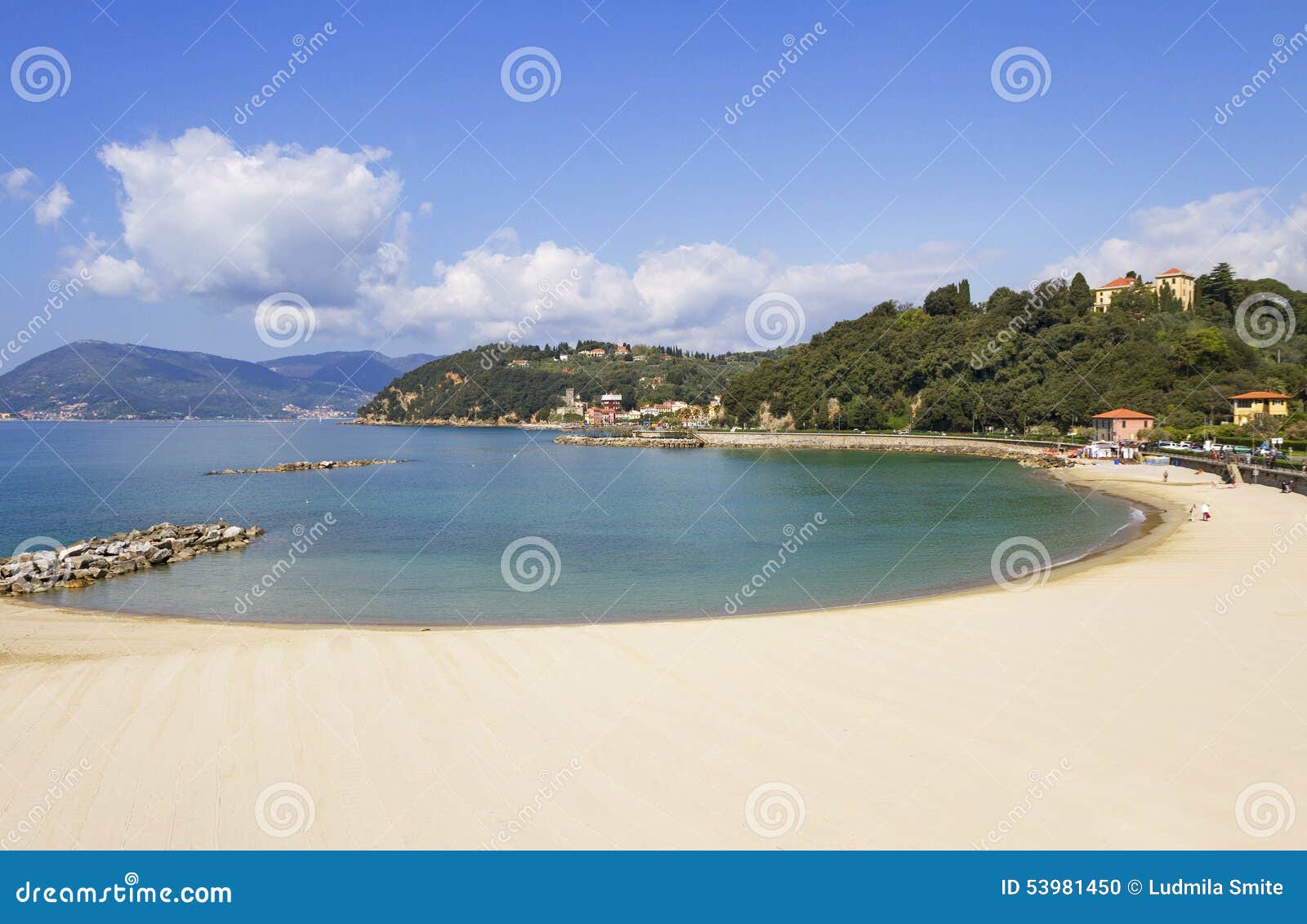 Beach in the Lerici. stock photo. Image of landscape - 53981450