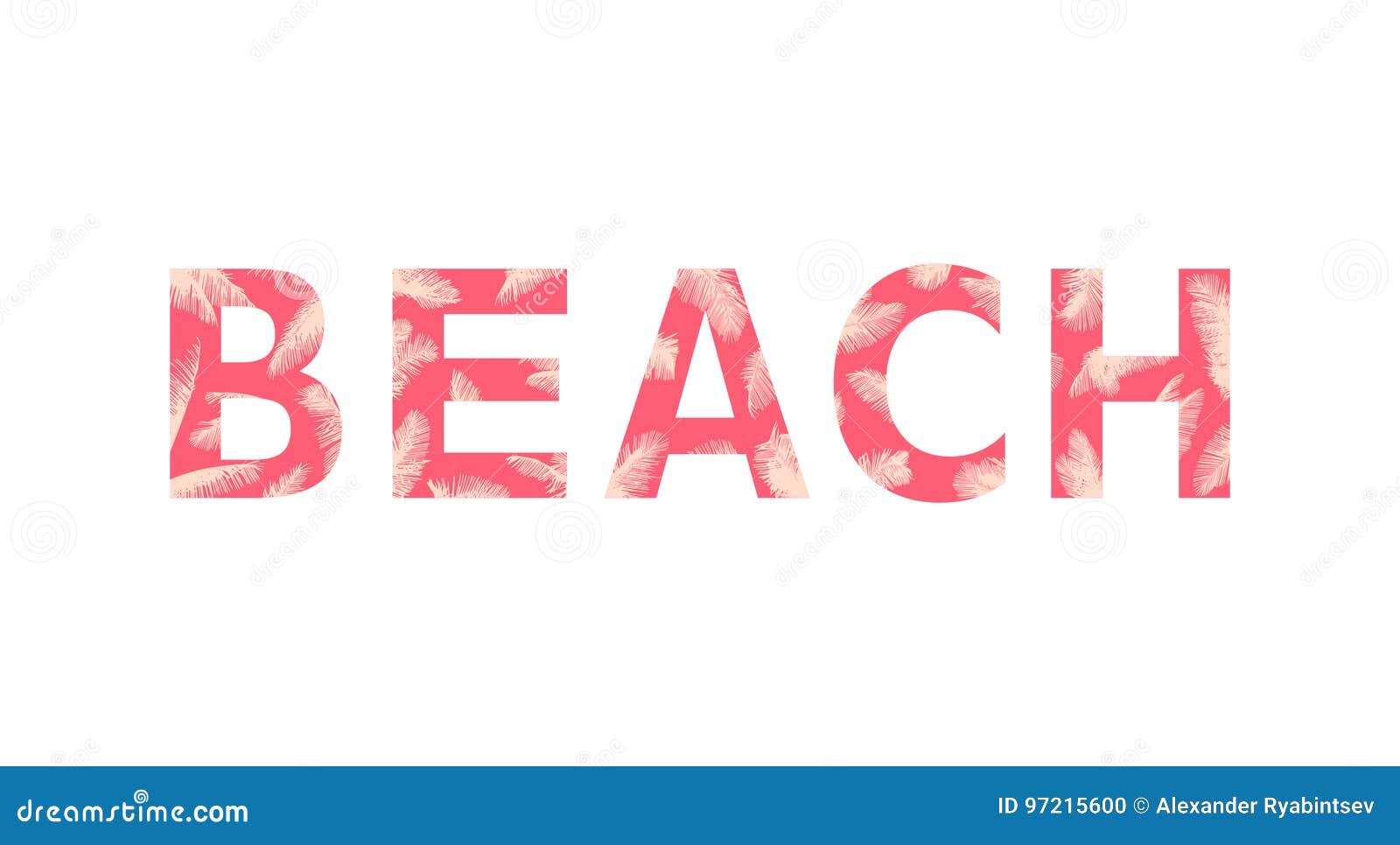 Beach stock vector. Illustration of palm, letters, nature - 97215600