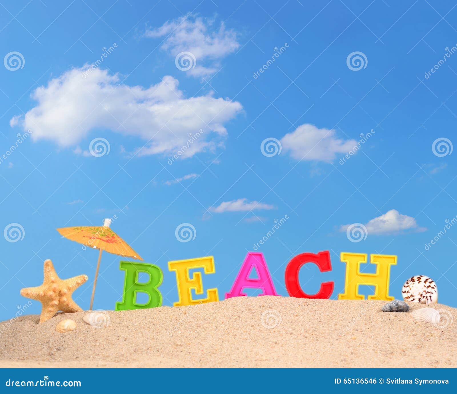 Beach Letters on a Beach Sand Stock Photo - Image of clouds ...