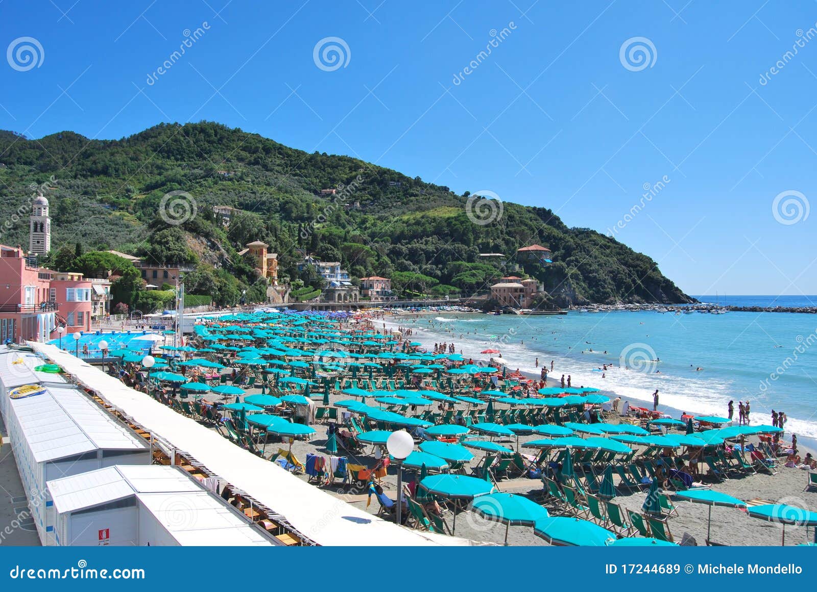 Beach of Levanto - Italy editorial stock image. Image of blue - 17244689