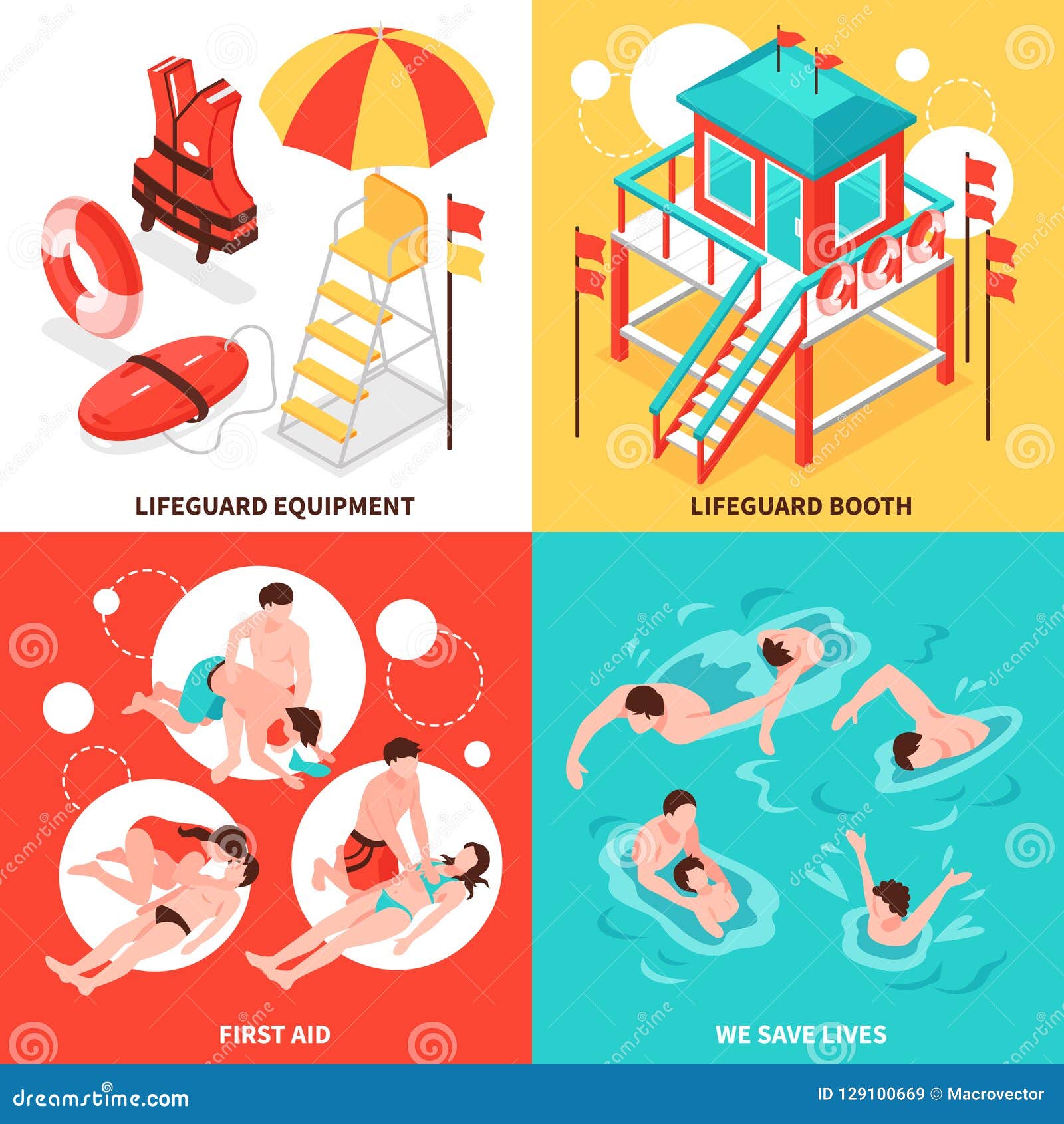 Beach Lifeguards 2x2 Design Concept Stock Vector - Illustration of ...
