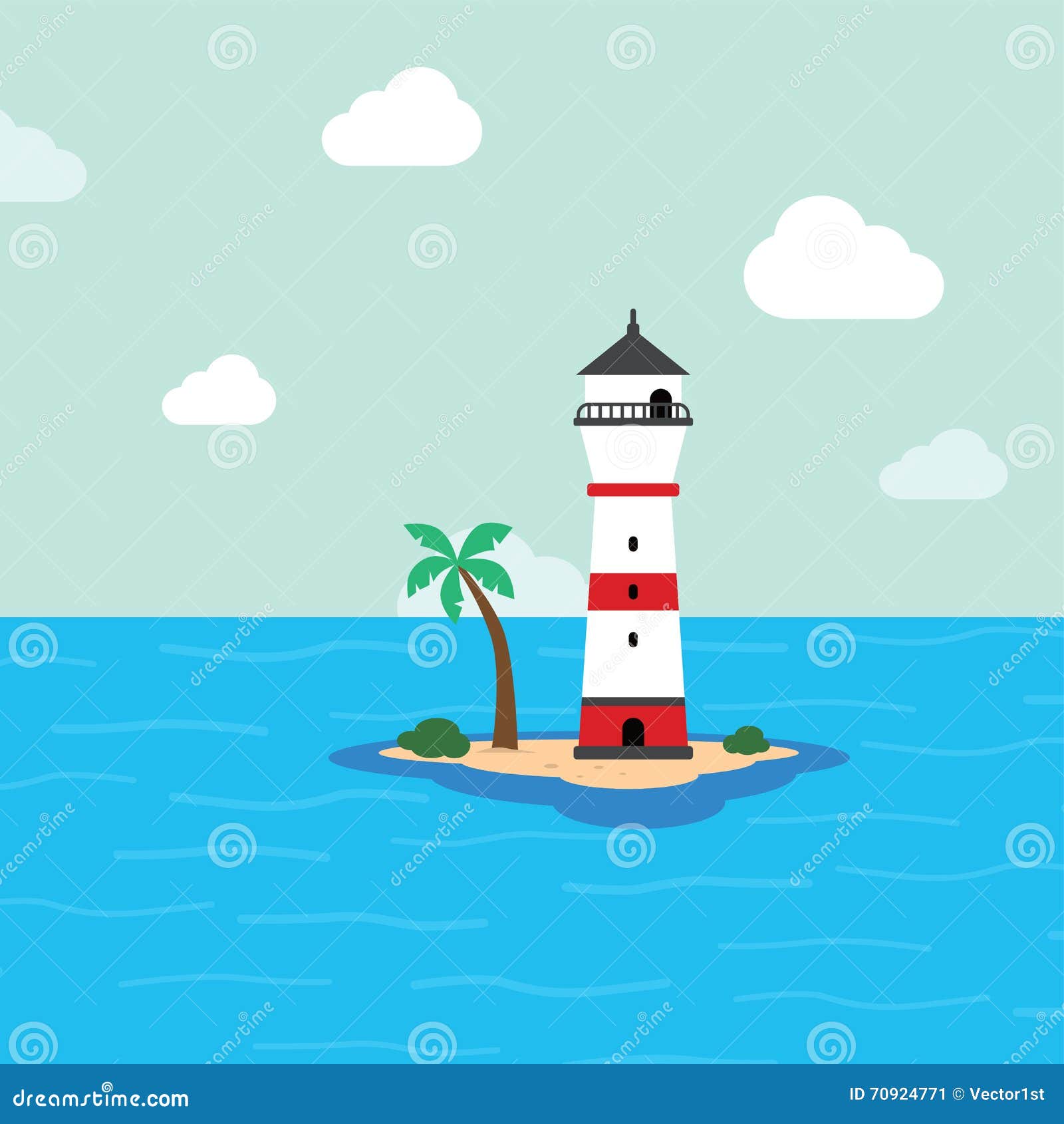 Beach Lighthouse Seashore View Stock Vector - Illustration of sand ...