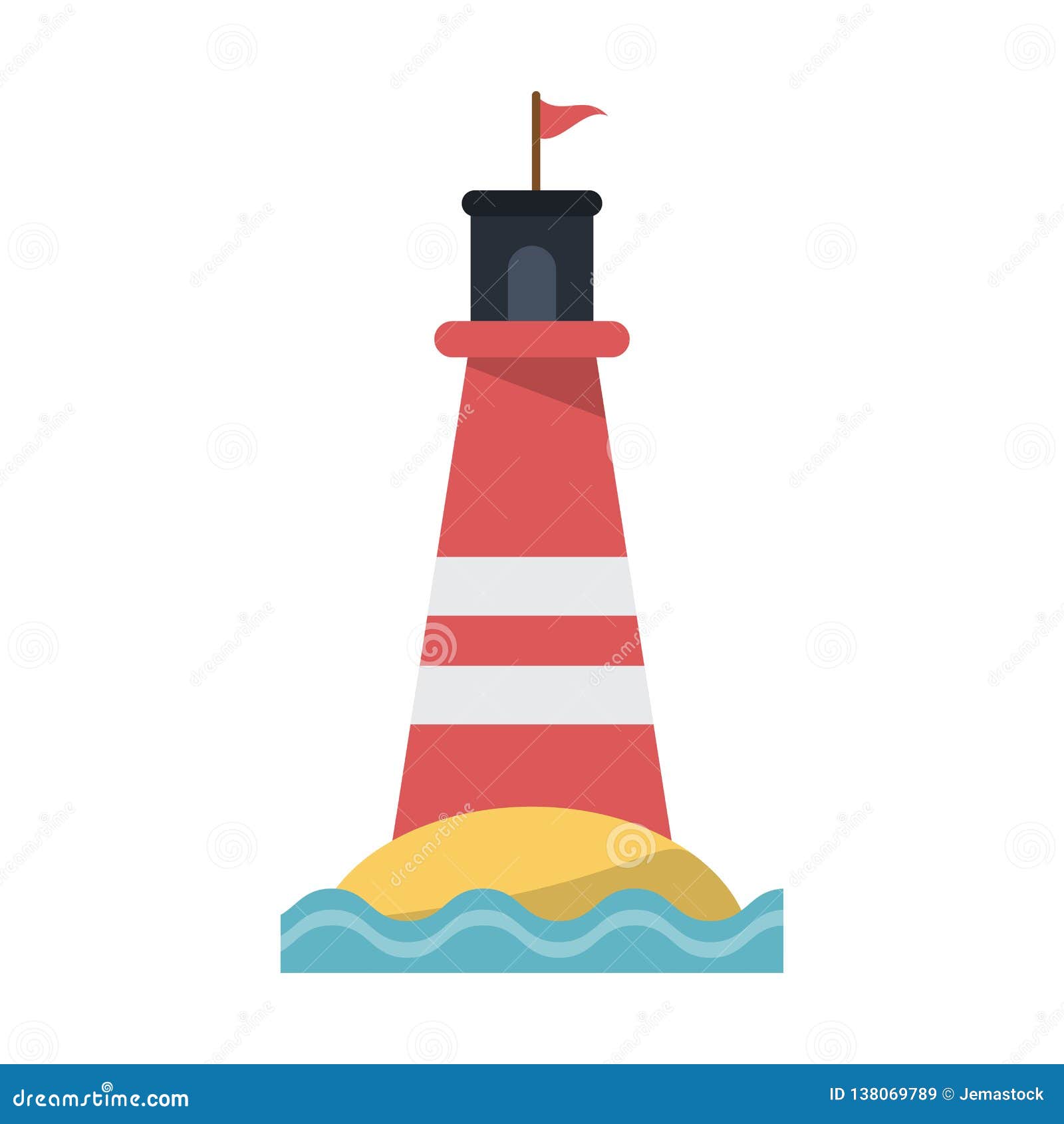 Beach lighthouse symbol stock vector. Illustration of ocean - 138069789