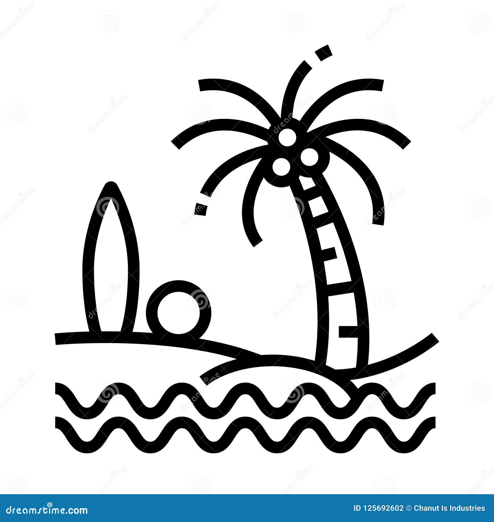 Beach Line Icon stock vector. Illustration of tropical - 125692602