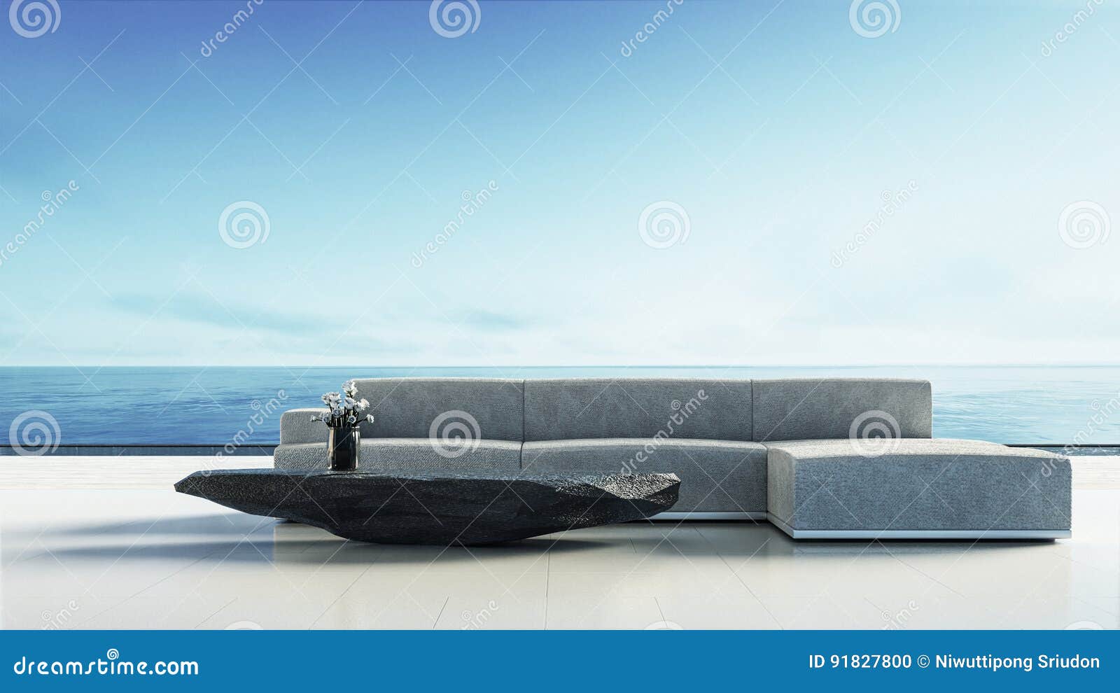Beach Living Room - Beach Lounge / 3D Render Interior Stock ...