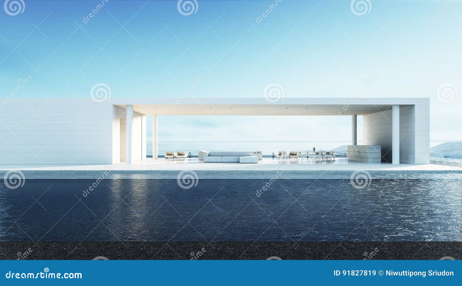Beach Living Room - Beach Lounge / 3D Render Interior Stock ...