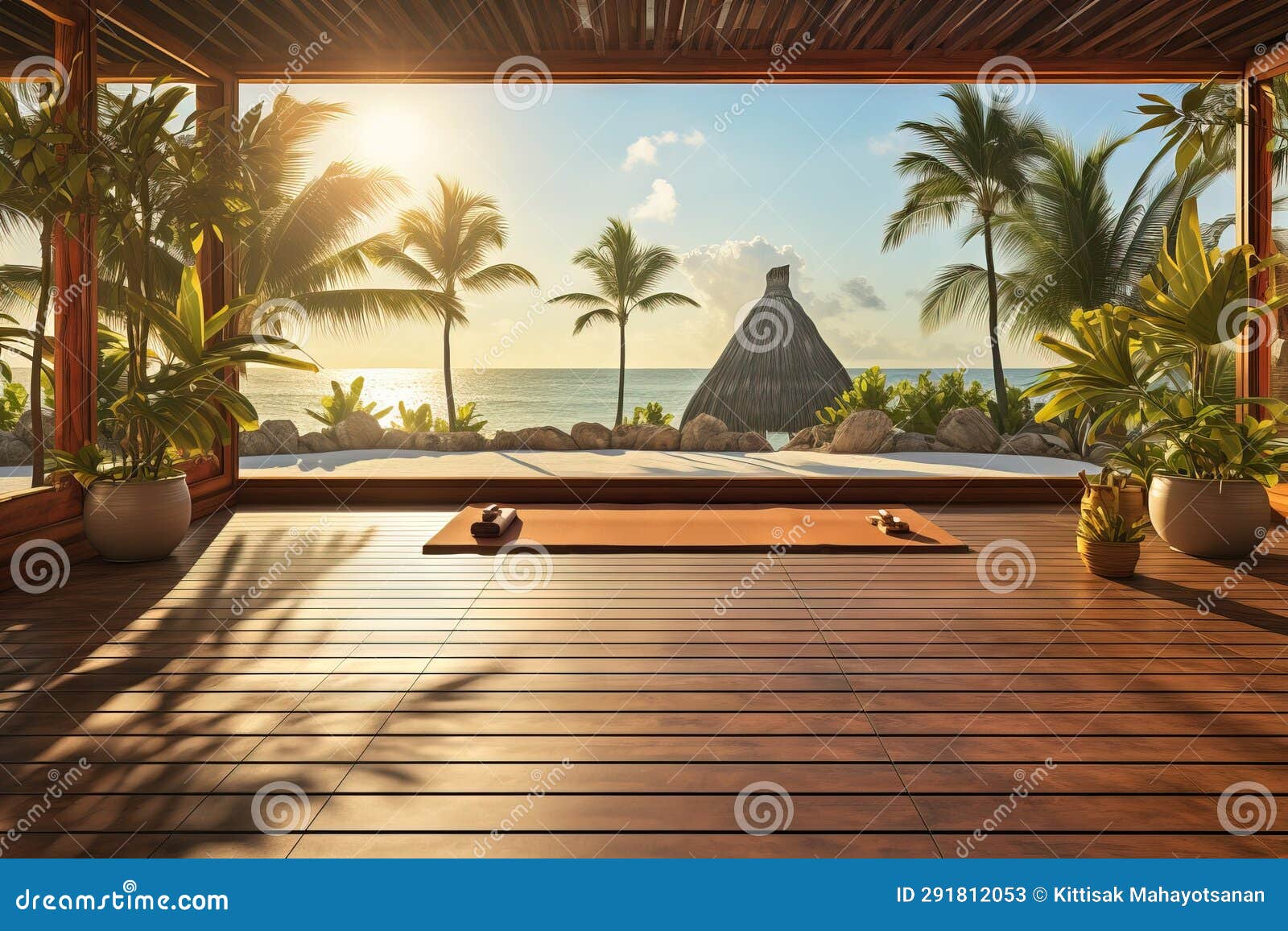 Beach Living on Sea View / 3d Rendering Generative AI Stock Image ...