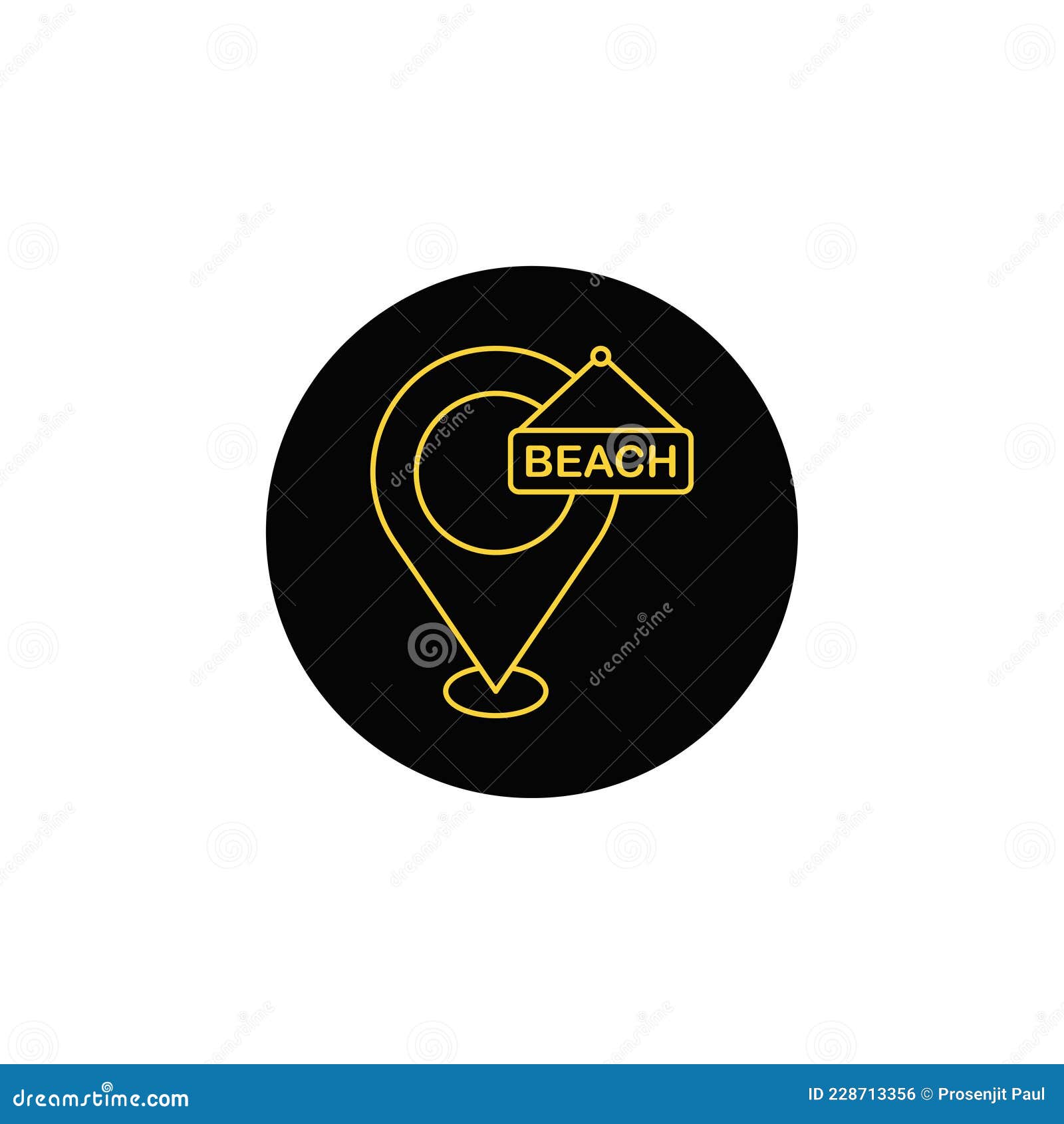 Beach Location Pin Icon Vector Stock Vector - Illustration of ...