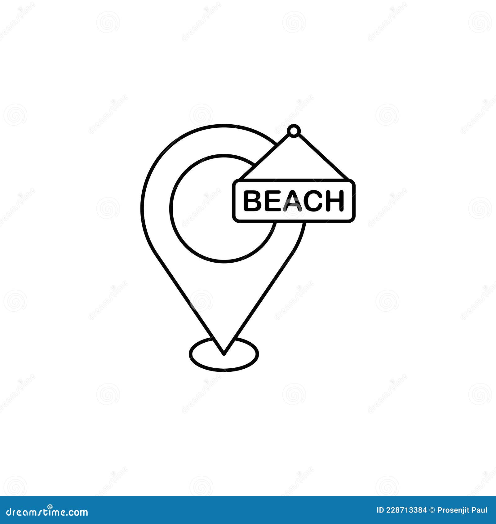 Beach Location Pin Icon Vector Stock Vector - Illustration of line ...