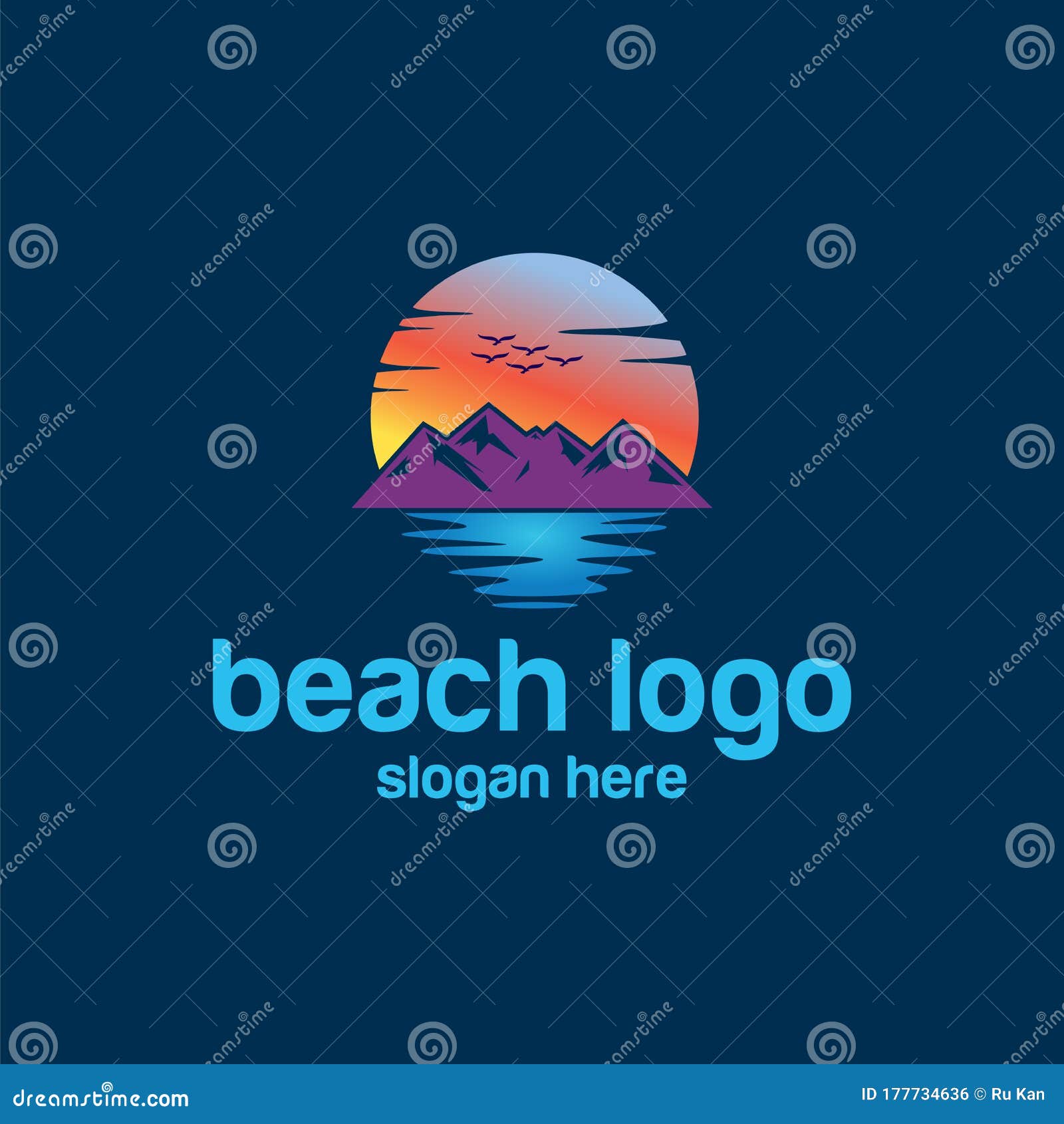 Beach Logo Abstract Gradient Color Stock Illustration - Illustration of ...