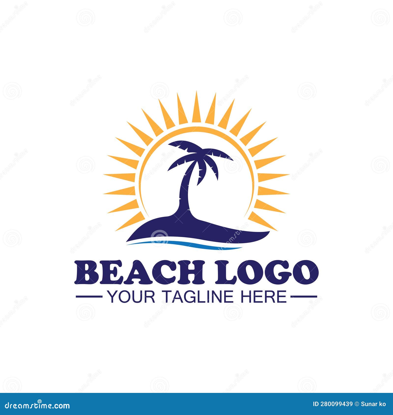 Beach Logo Design Vector Template Stock Vector - Illustration of summer ...
