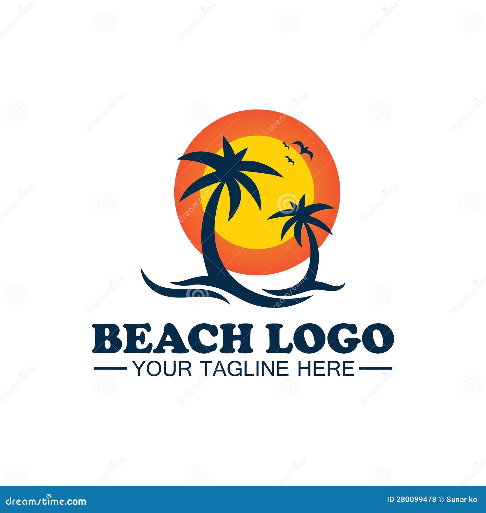 Beach Logo Design Vector Template Stock Vector - Illustration of modern ...