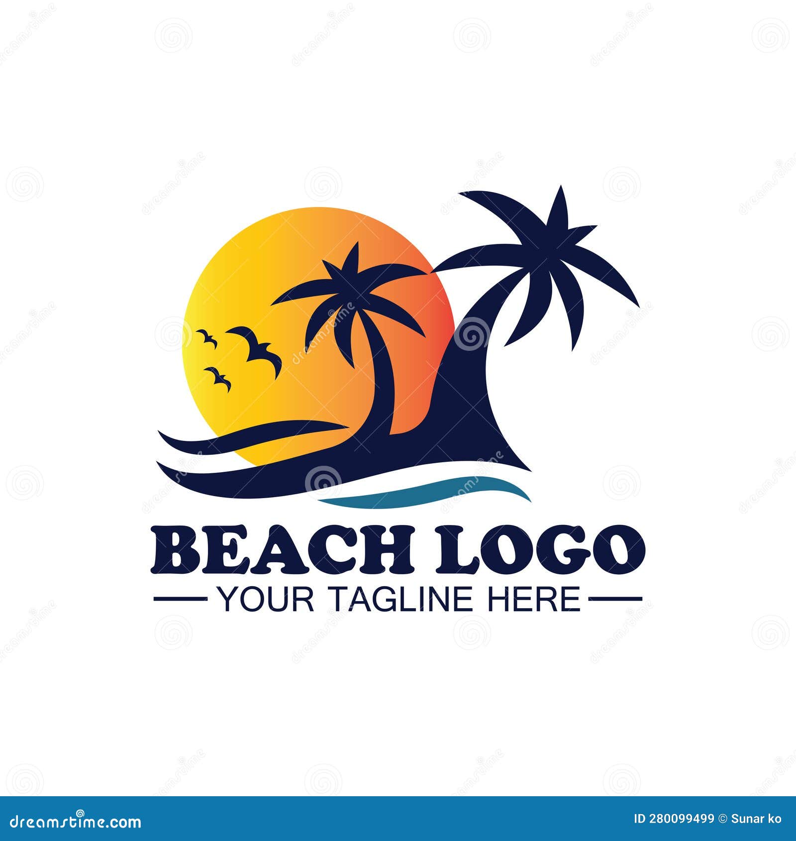 Beach Logo Design Vector Template Stock Vector - Illustration of ...