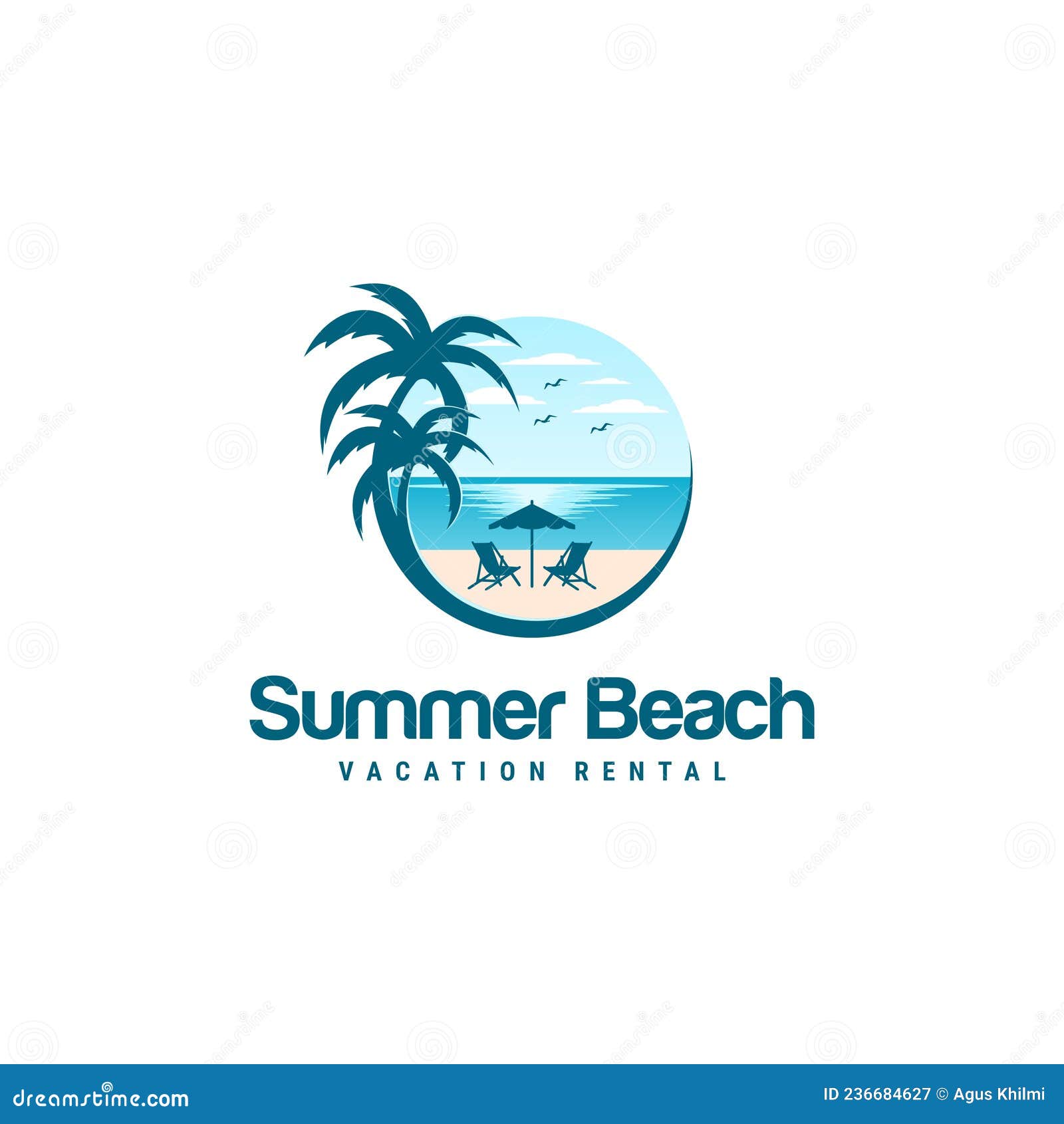 Beach Logo Design Vector Template Stock Illustration - Illustration of ...