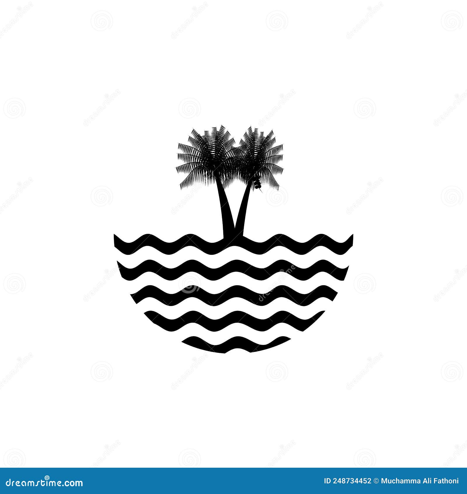 Beach Logo Inspiration, with Palm Tree Design on Water Water. Stock ...