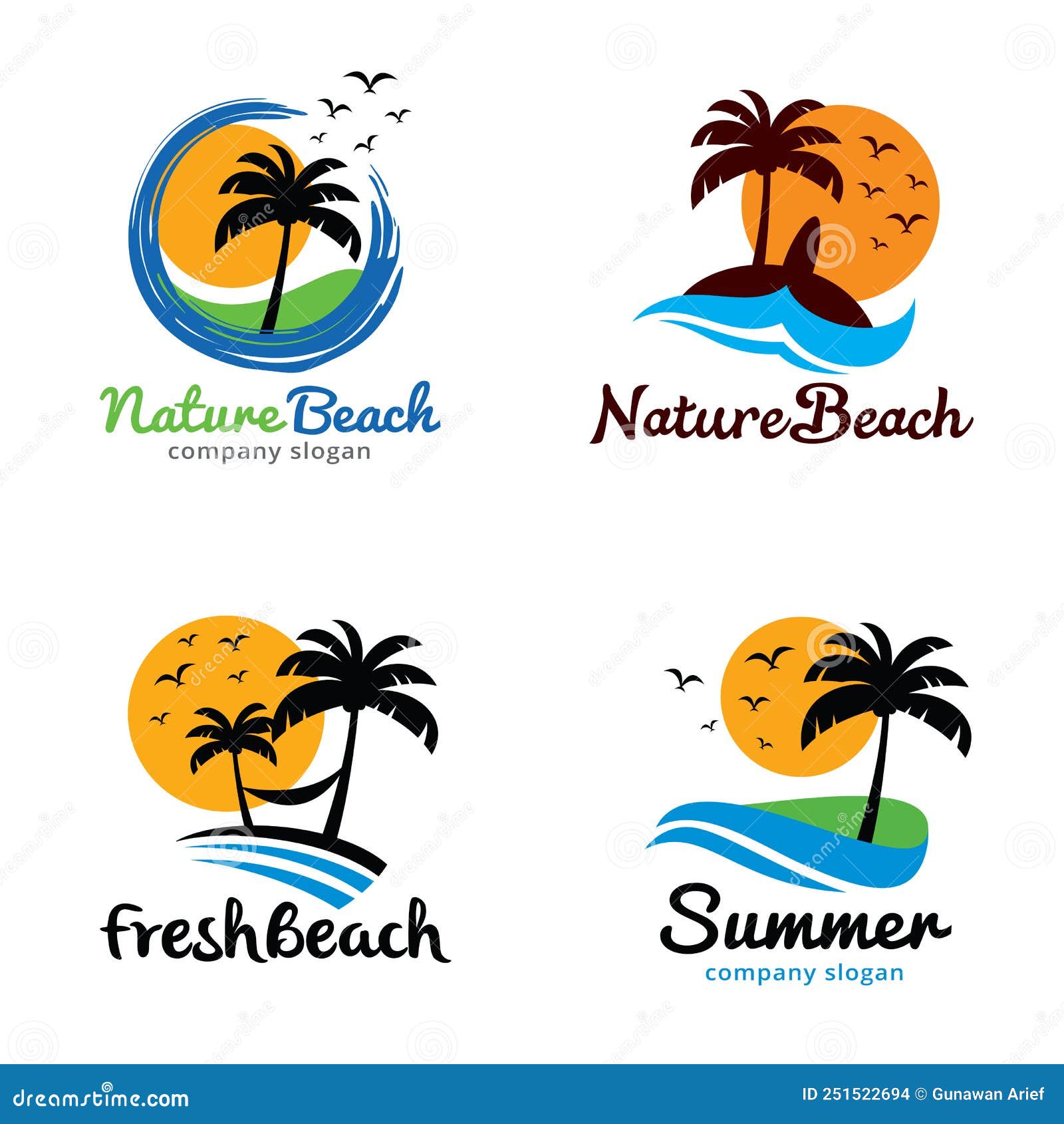 Beach Logo Template Design Vector Stock Vector - Illustration of tech ...