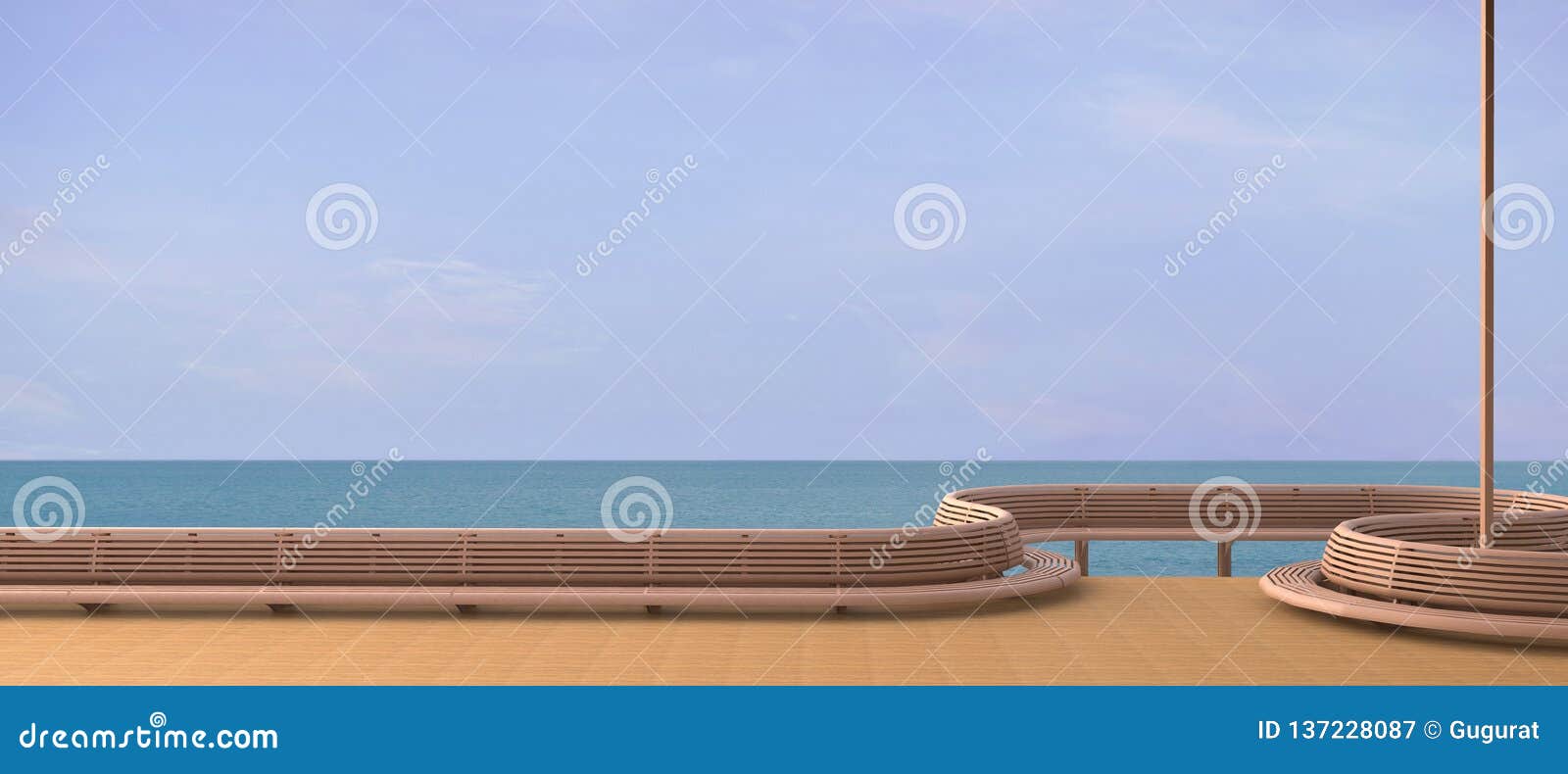 Beach Lounge Sundeck and a Terrace on the Beach with Summer Sea Views ...