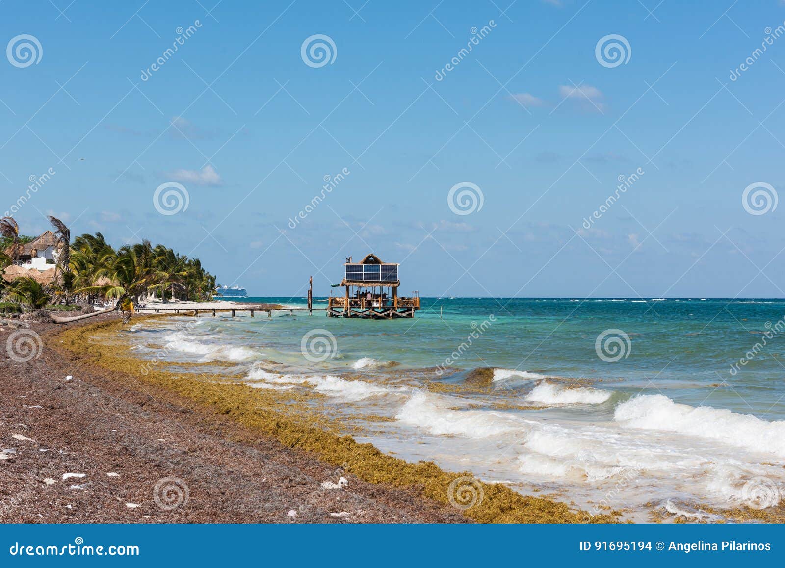 The Beach in Mahahual, Mexico Stock Photo - Image of ocean, mahahual ...
