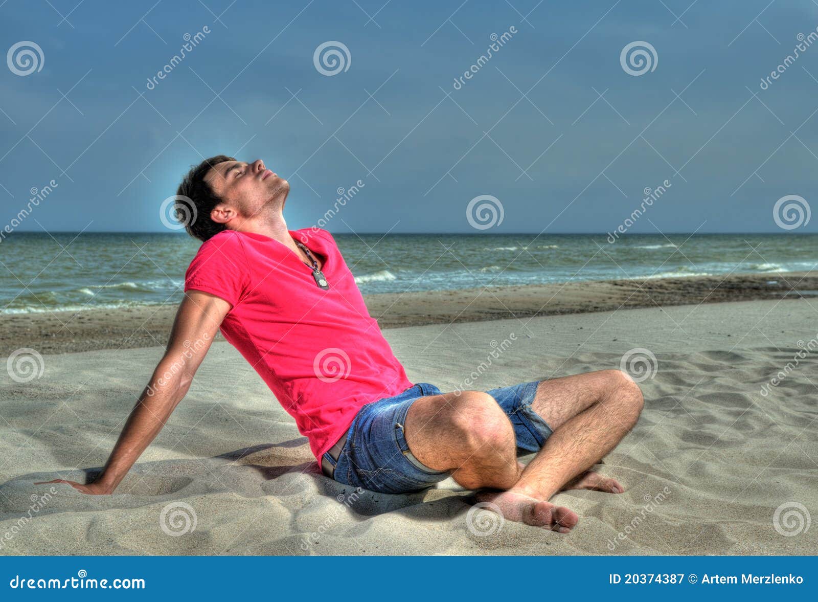 Beach man relaxing stock image. Image of model, sitting - 20374387