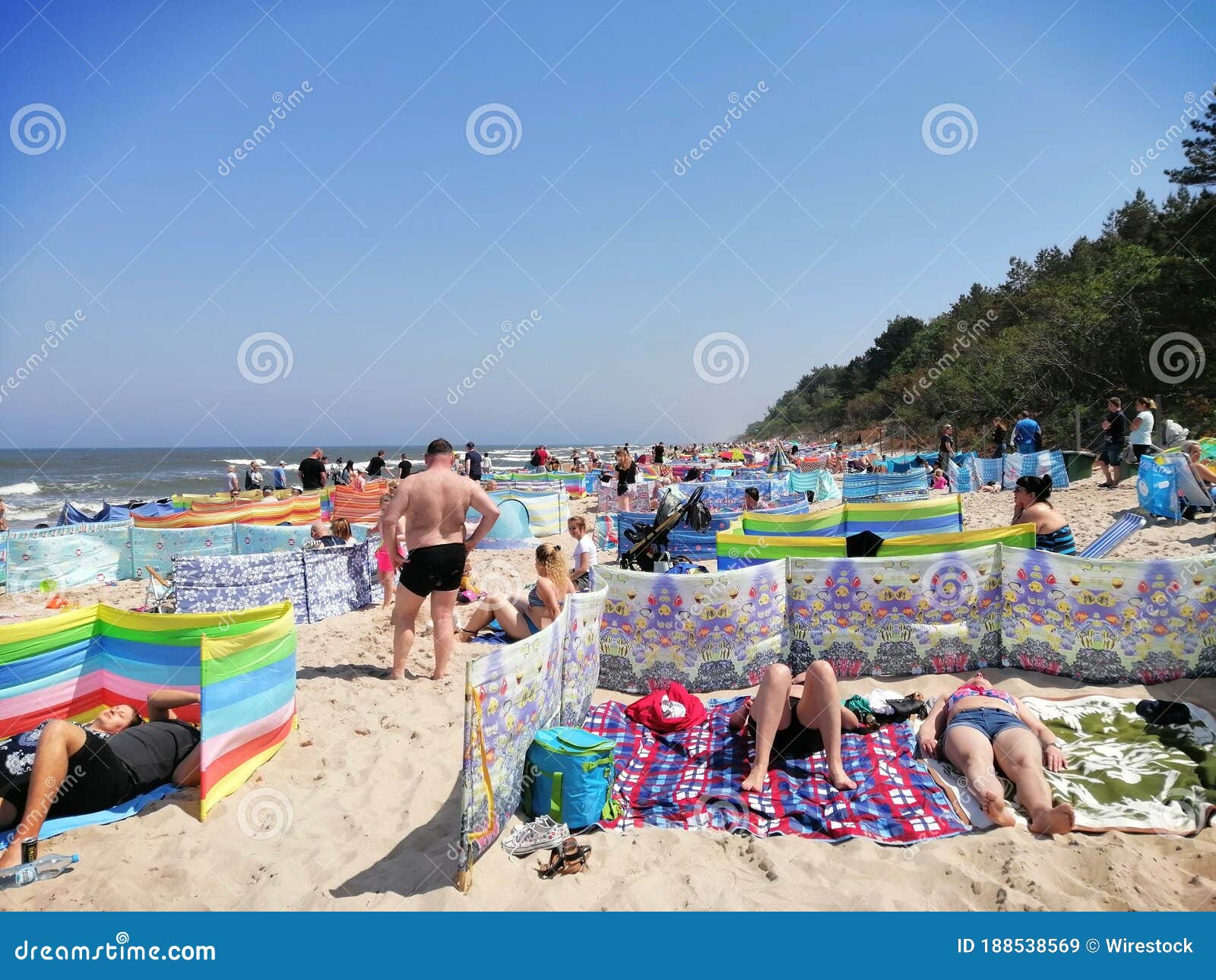 Beach with Many People in the Spring Editorial Stock Image - Image of ...