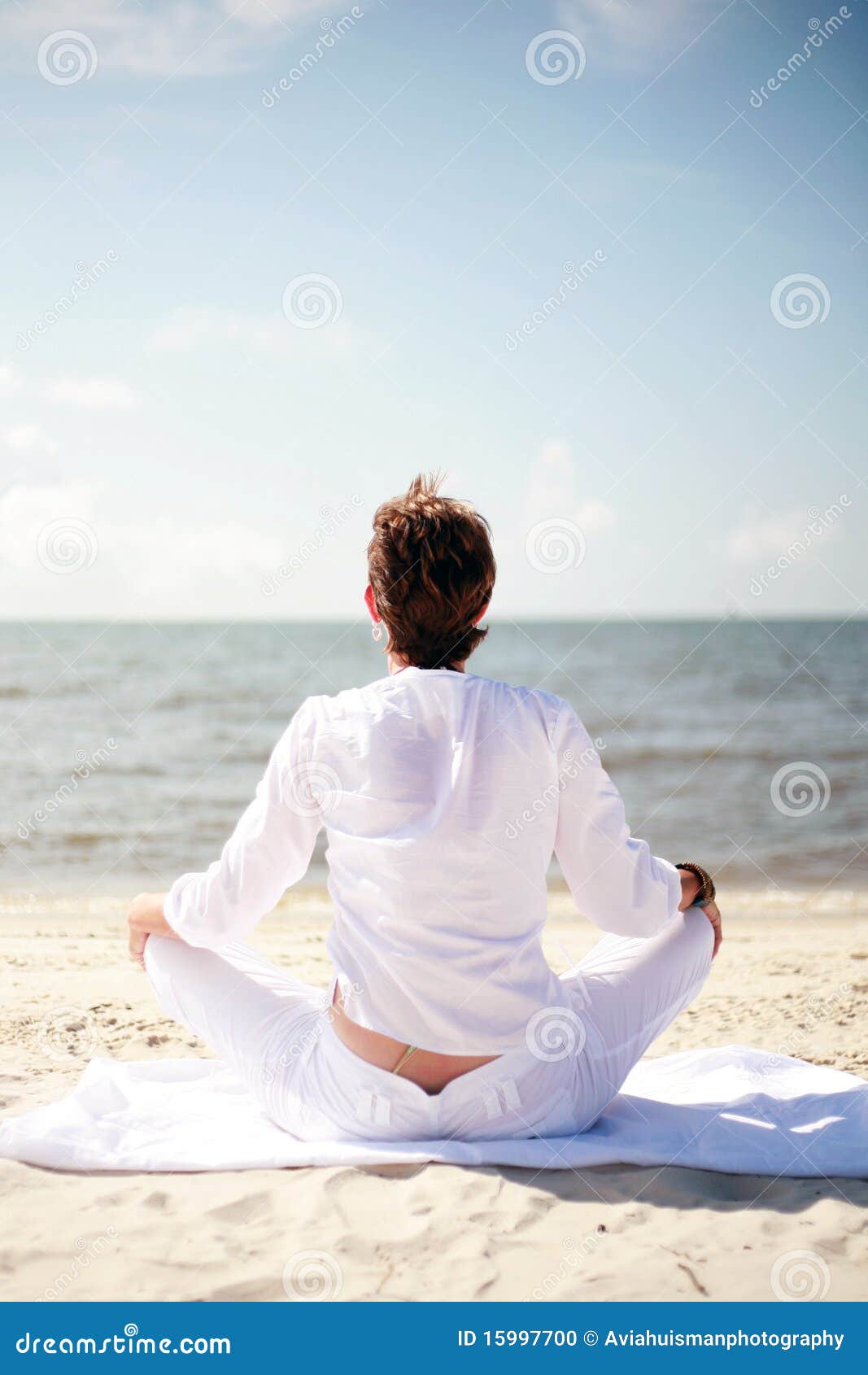 Beach Meditation stock photo. Image of calmness, body - 15997700