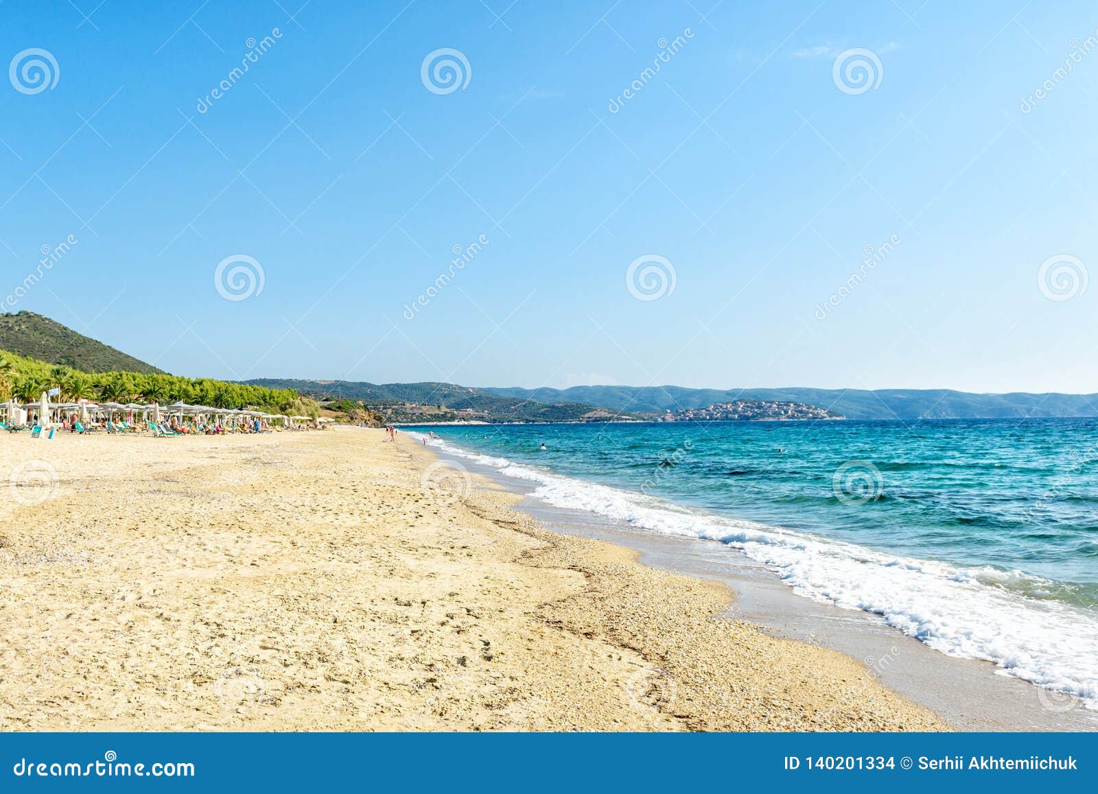 Beach on the Mediterranean in a Clear Sunny Day, Greece, Halkidiki ...