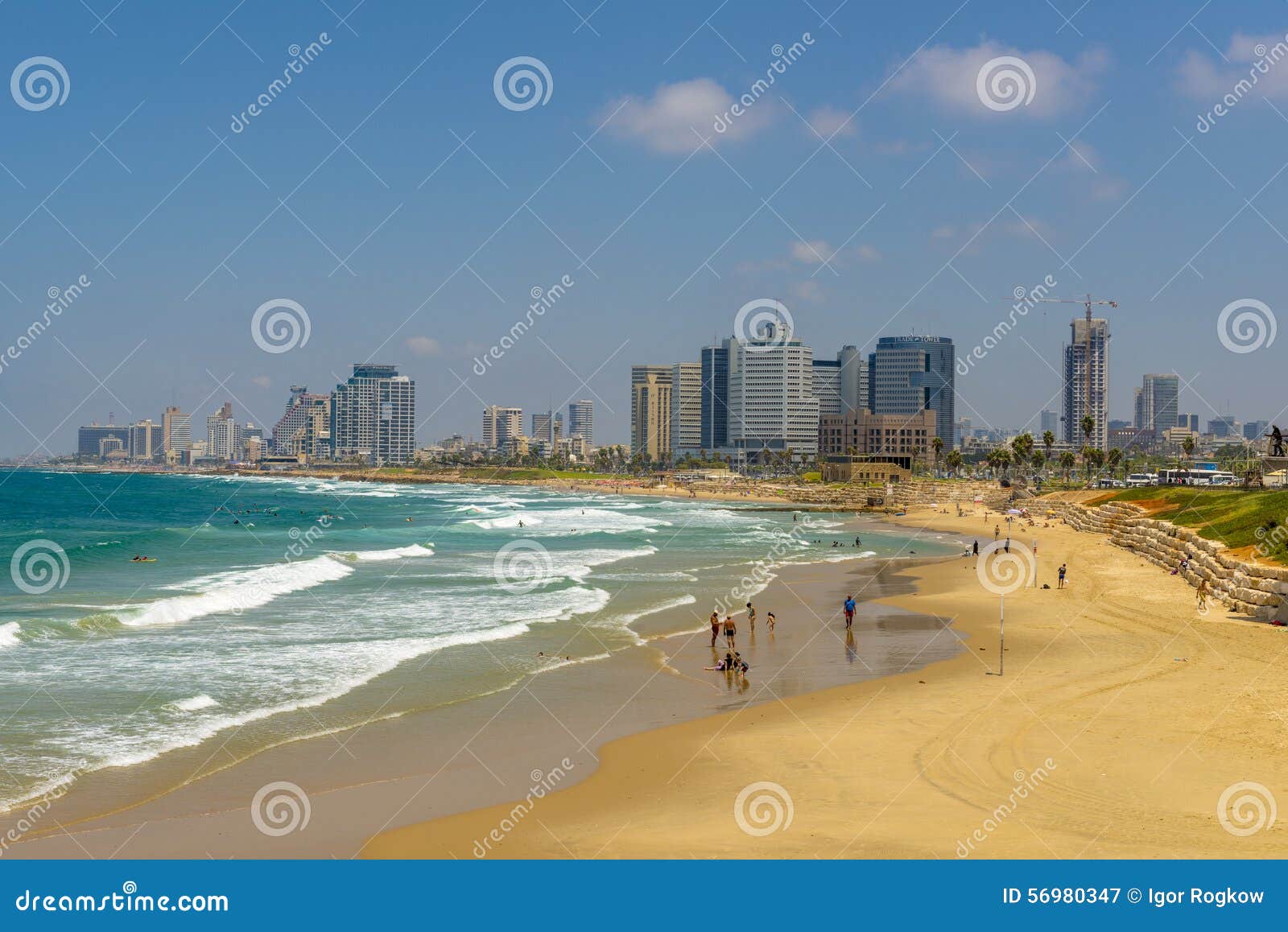 The Beach and the Mediterranean Seafront. View Tel Aviv Stock Image ...