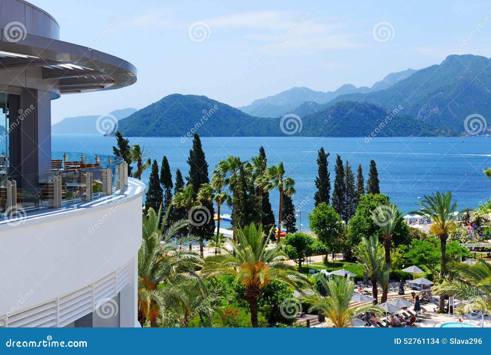 Beach on Mediterranean Turkish Resort Stock Photo - Image of relaxation ...