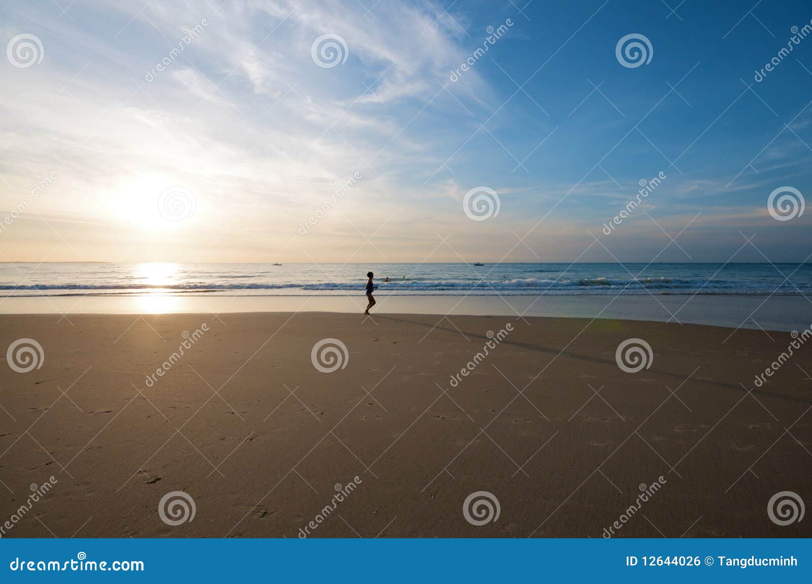 Beach morning running stock photo. Image of morning, brown - 12644026