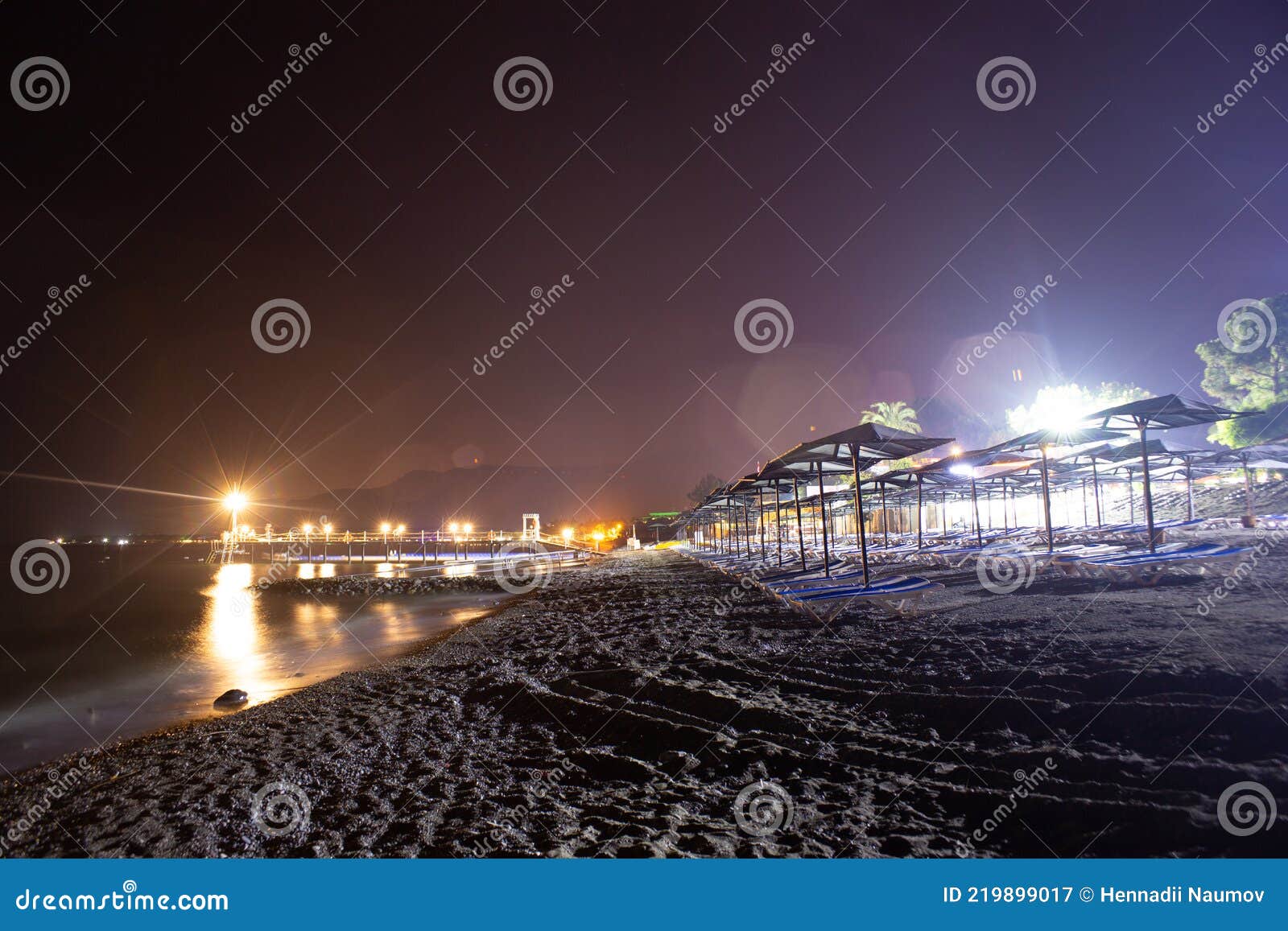 Beach at Night in Beldibi Town Kemer Turkey Stock Image - Image of ...
